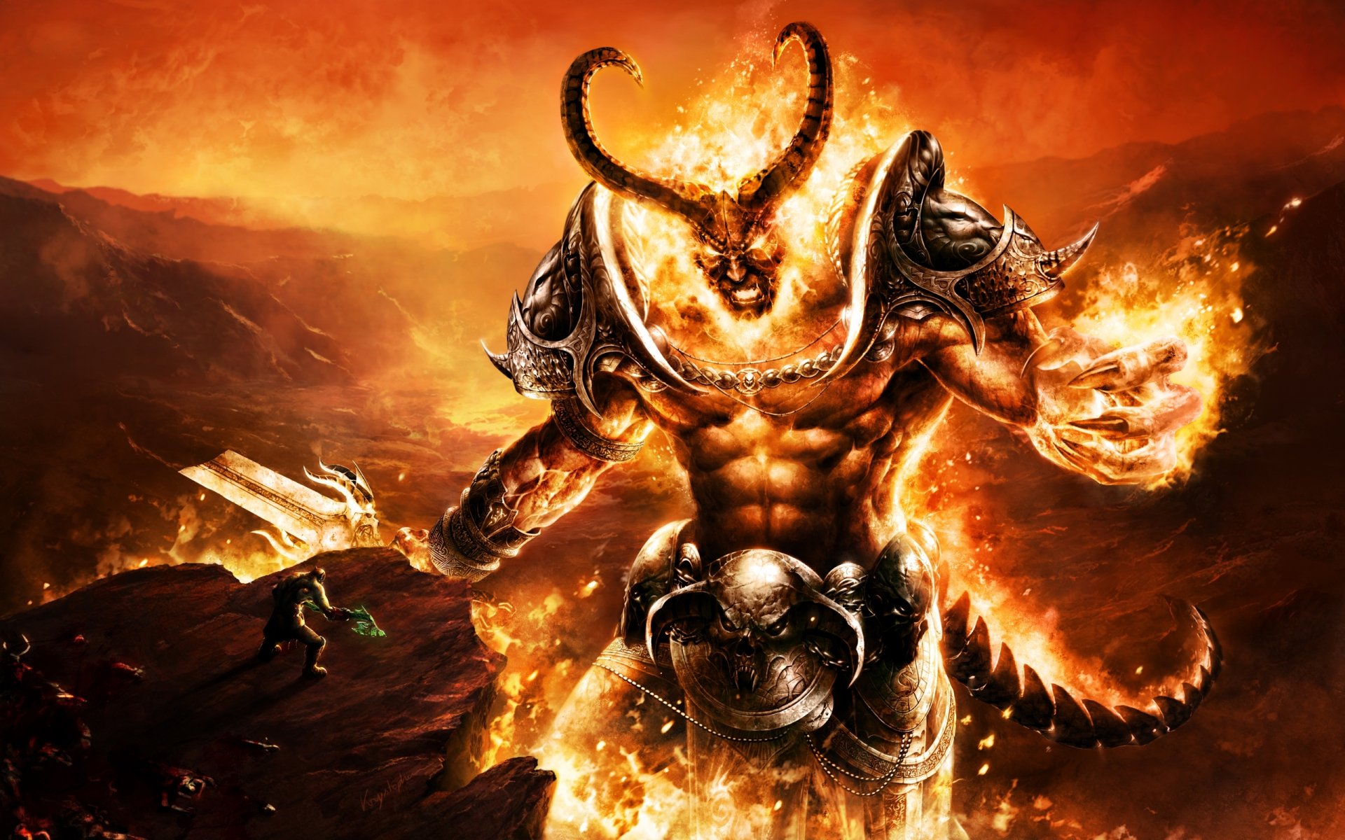 Fiery Demon Warrior HD Wallpaper | World of Warcraft Battle Fury