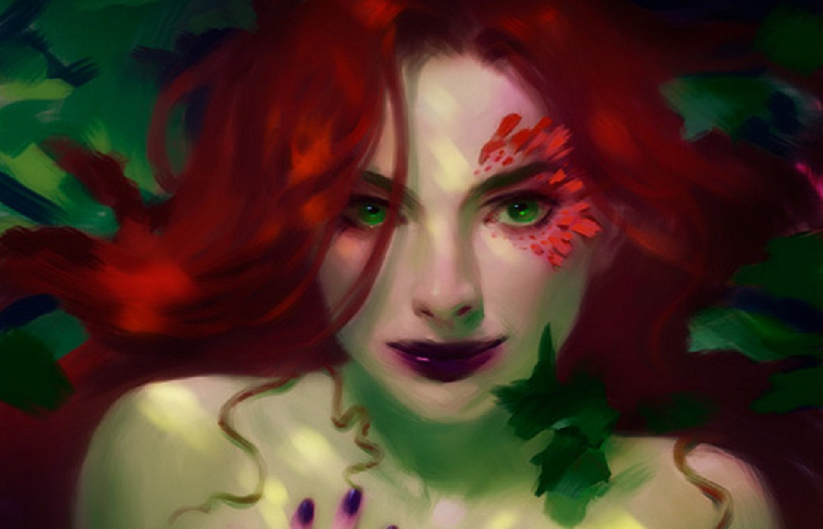 Enchanted Red: Fantasy Woman HD Wallpaper