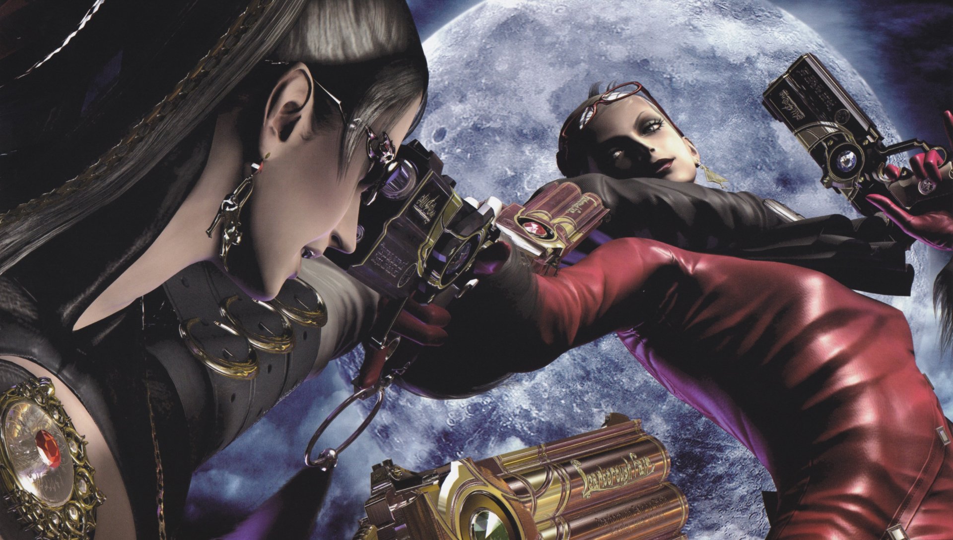 Bayonetta HD Wallpaper: Dynamic Duel Under the Moonlight