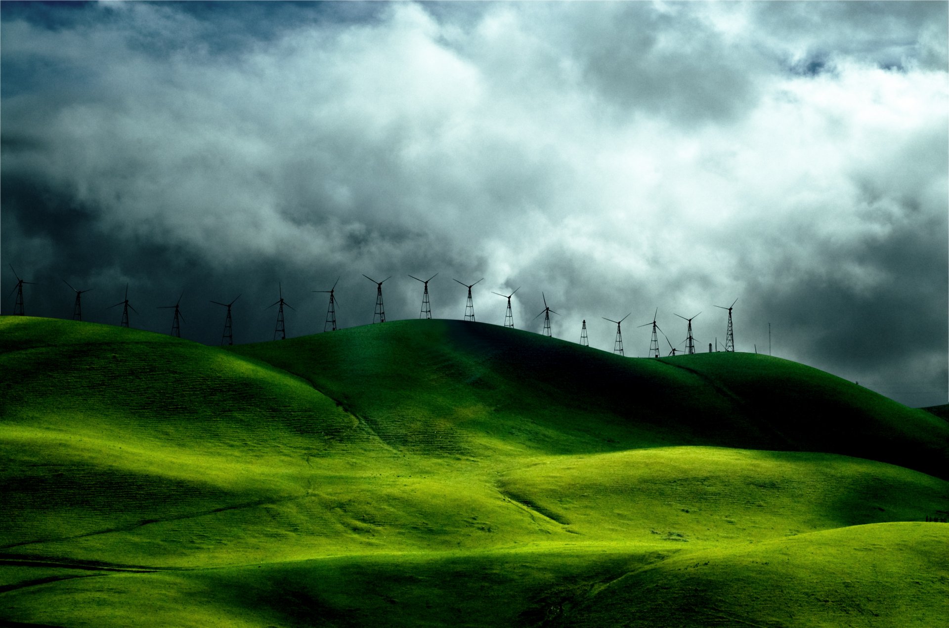 HD Wallpaper: Serene Nature Fields Under Dramatic Skies