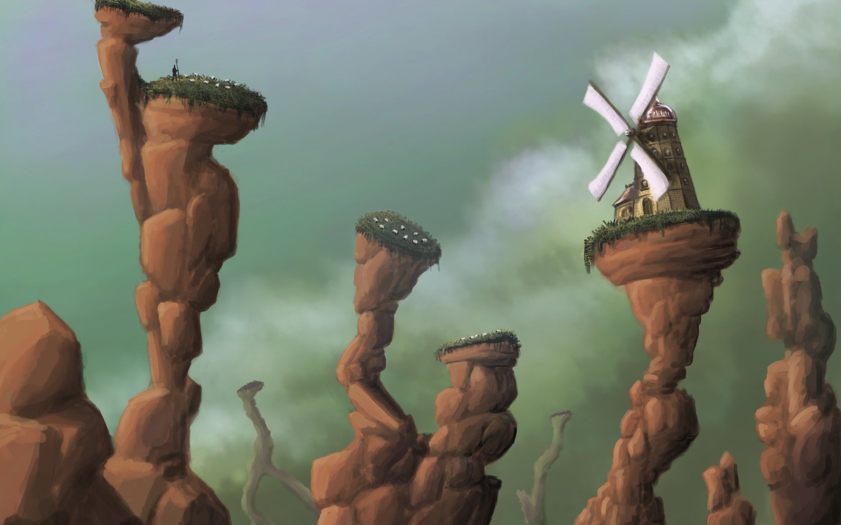 Enchanted Heights: A Fantasy City HD Wallpaper | 1680x1050 | Wallpaper ...
