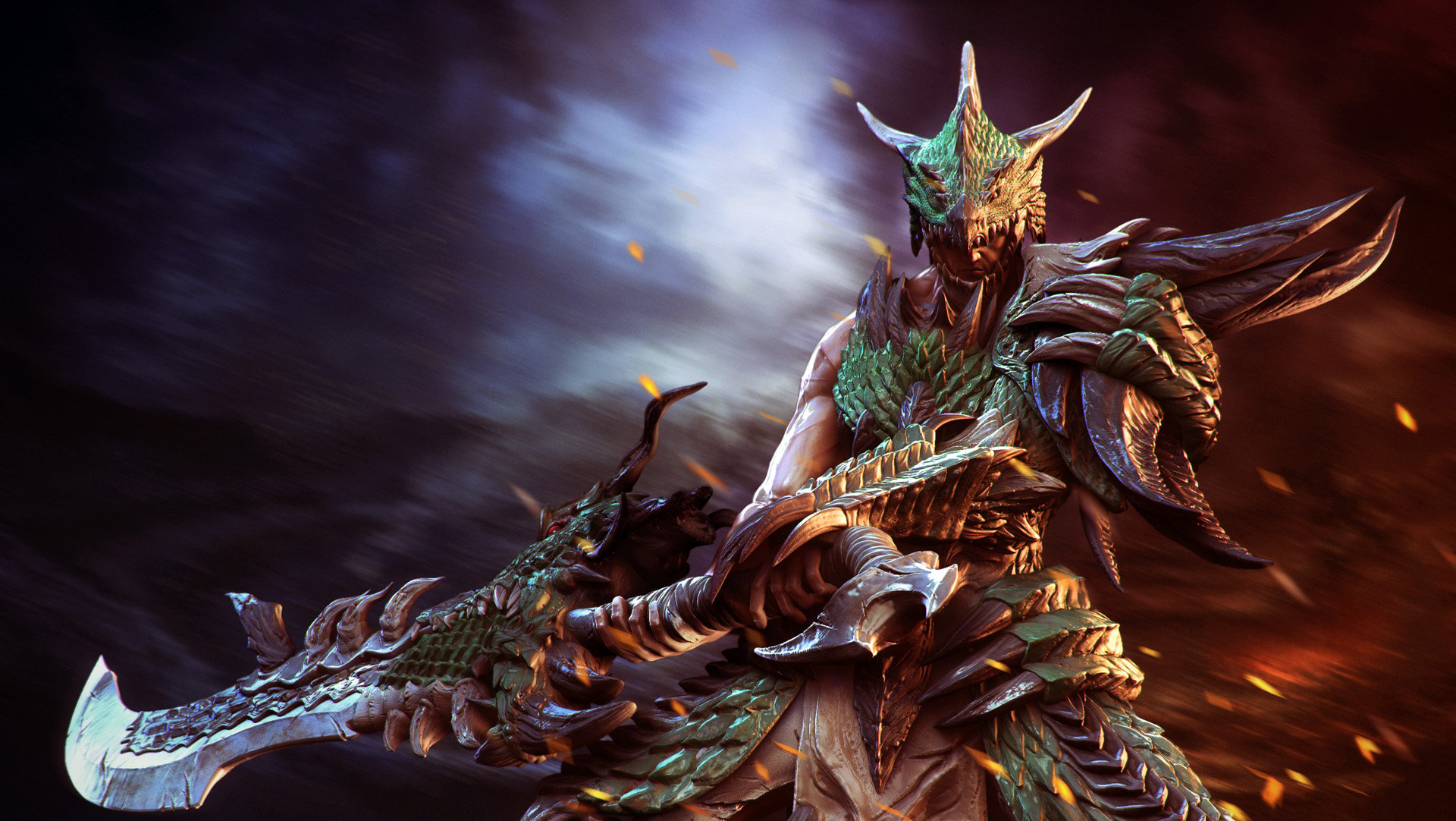 Epic Fantasy Warrior HD Wallpaper by Zhang Yimin