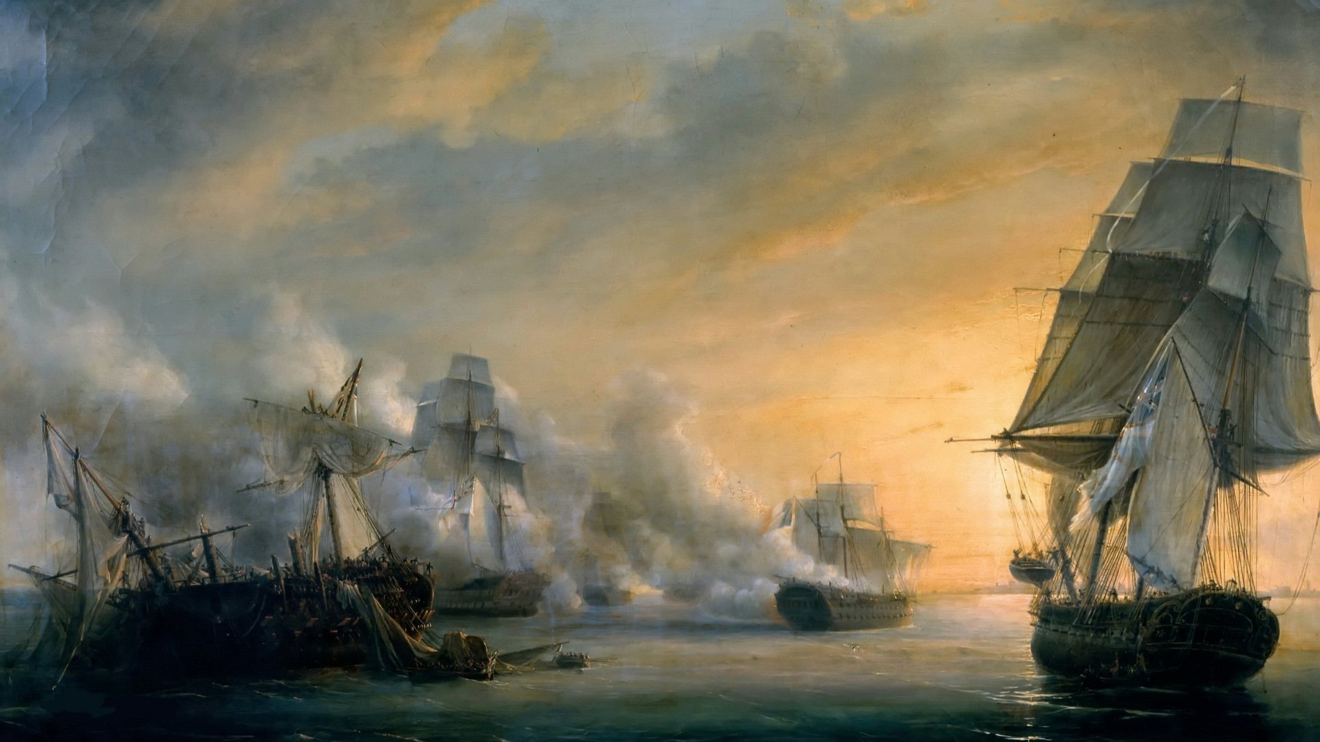 Epic Naval Battle at Sea – HD Ship Wallpaper | 2600x1462 | Wallpaper Abyss