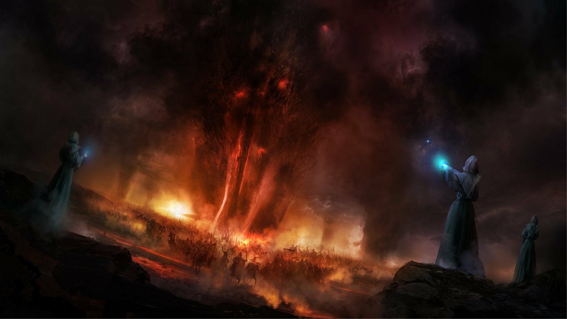 Epic Fantasy Wizard Duel HD Wallpaper