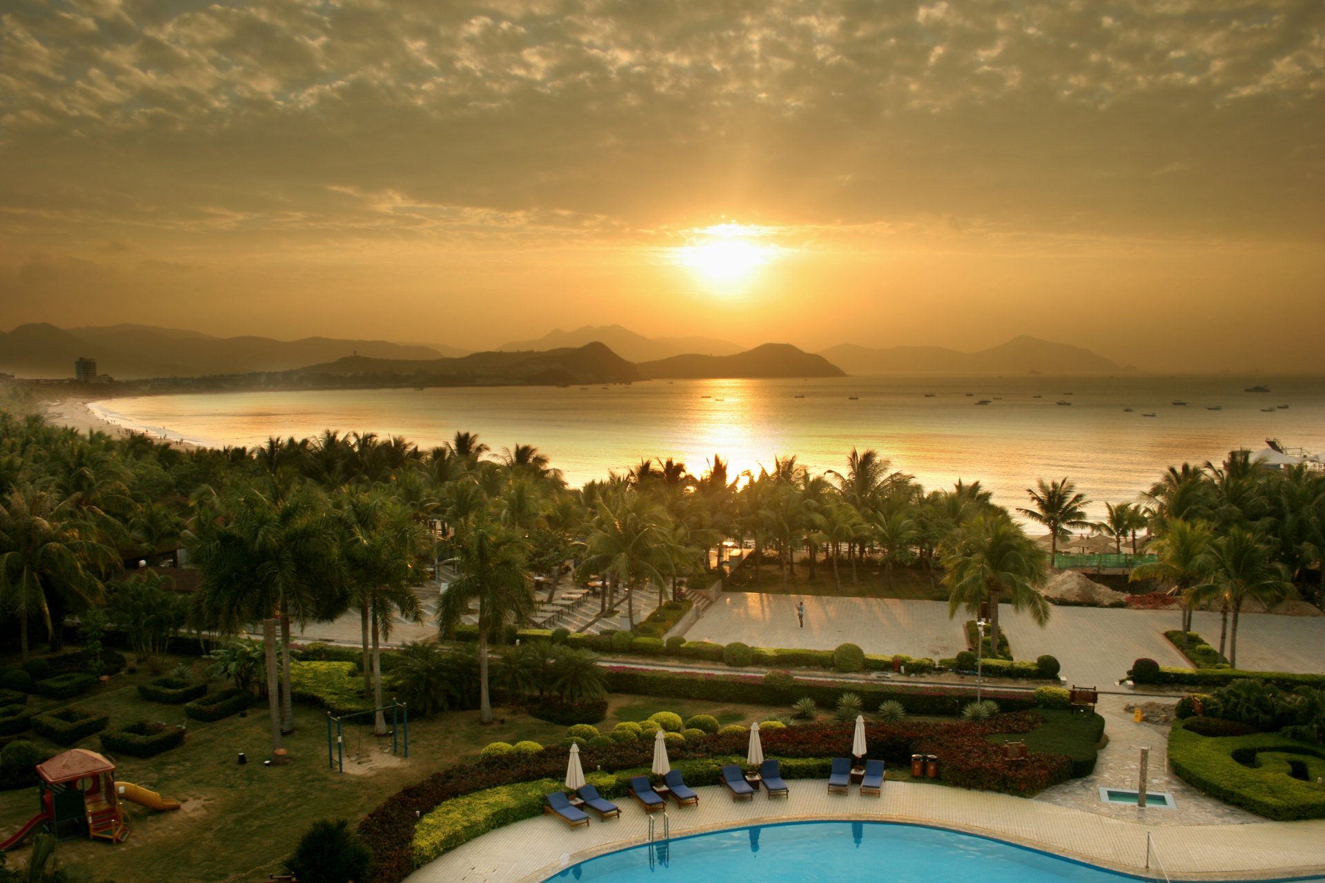 Download Hainan Sanya China Sunset Sun Palm Tree Tropics Lagoon ...