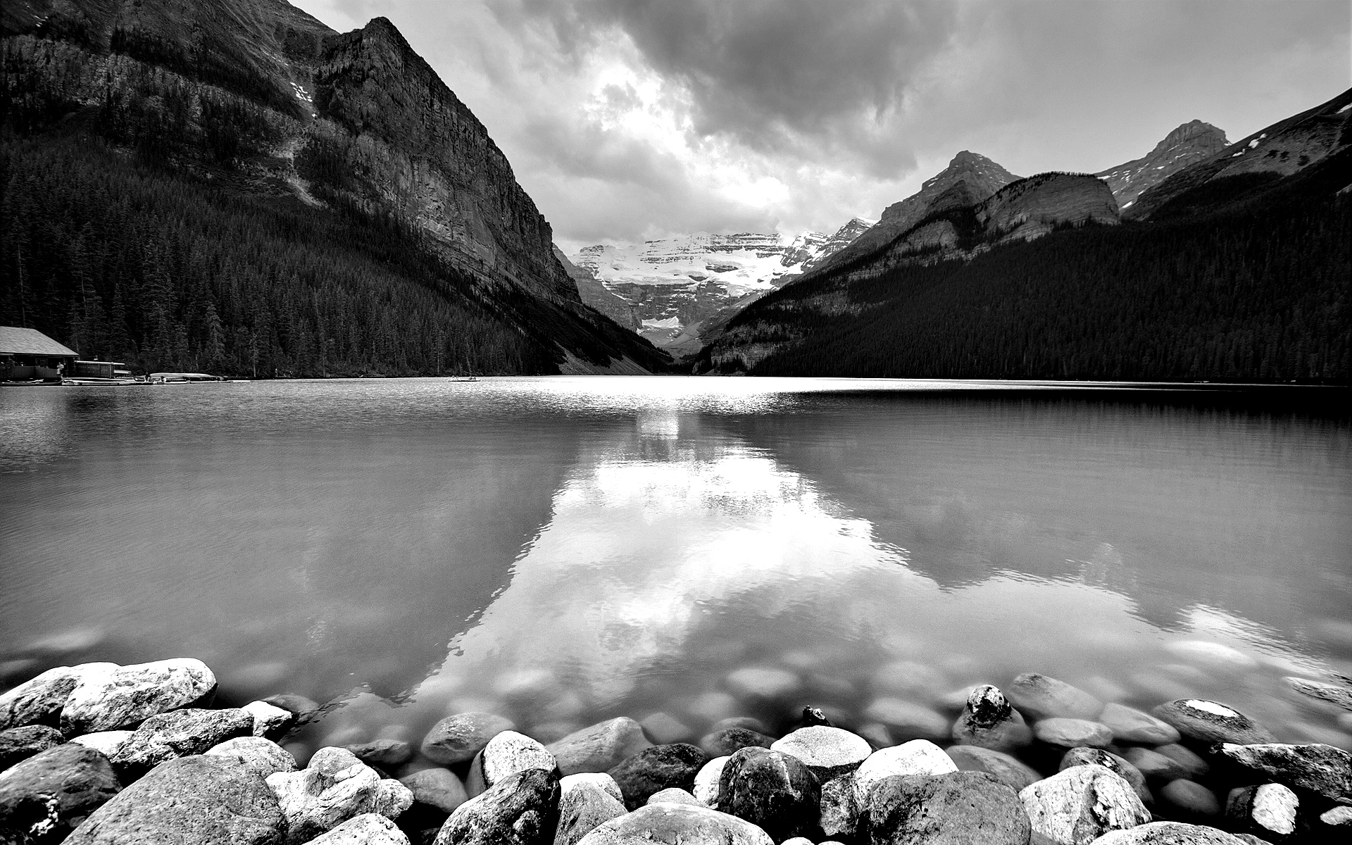 Download Monochrome Nature Lake HD Wallpaper