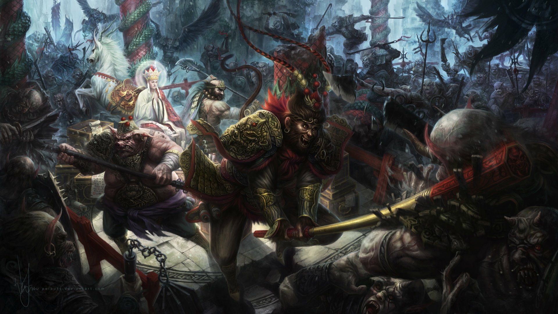 Clash of Warlords — HD Fantasy Battle Wallpaper by Wen Juinn Png ...