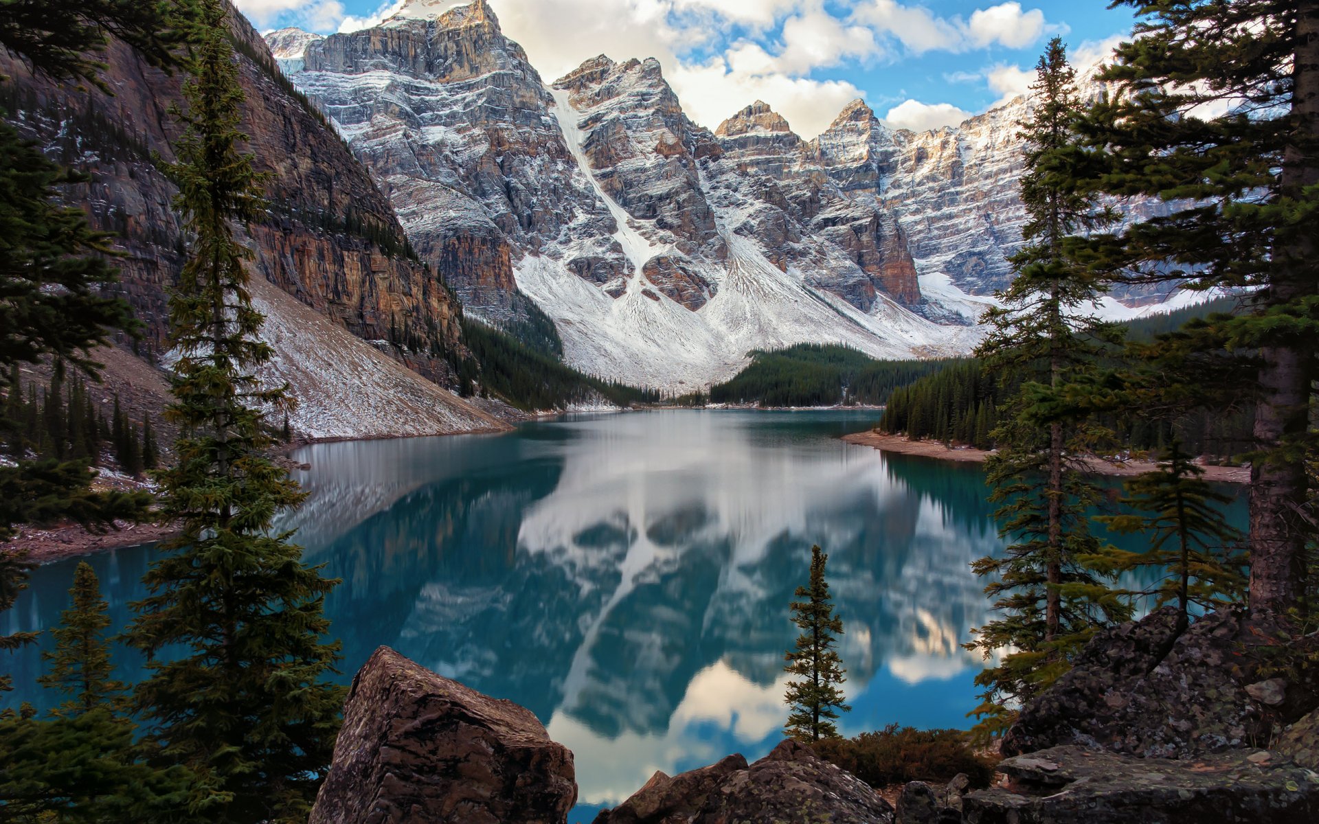 Download Mountain Tree Reflection Lake Nature Moraine Lake HD Wallpaper