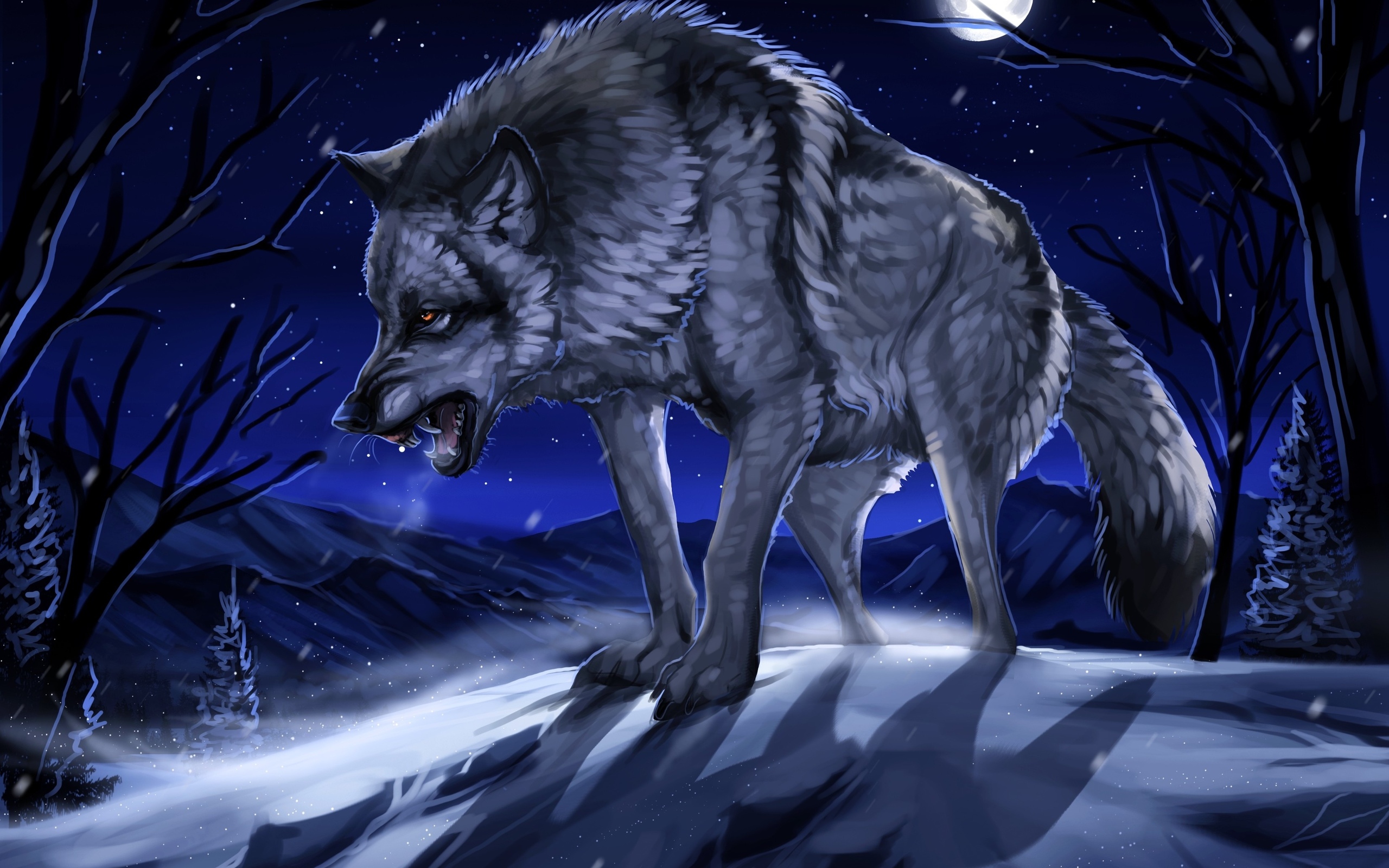 Majestic Night Wolf HD Wallpaper