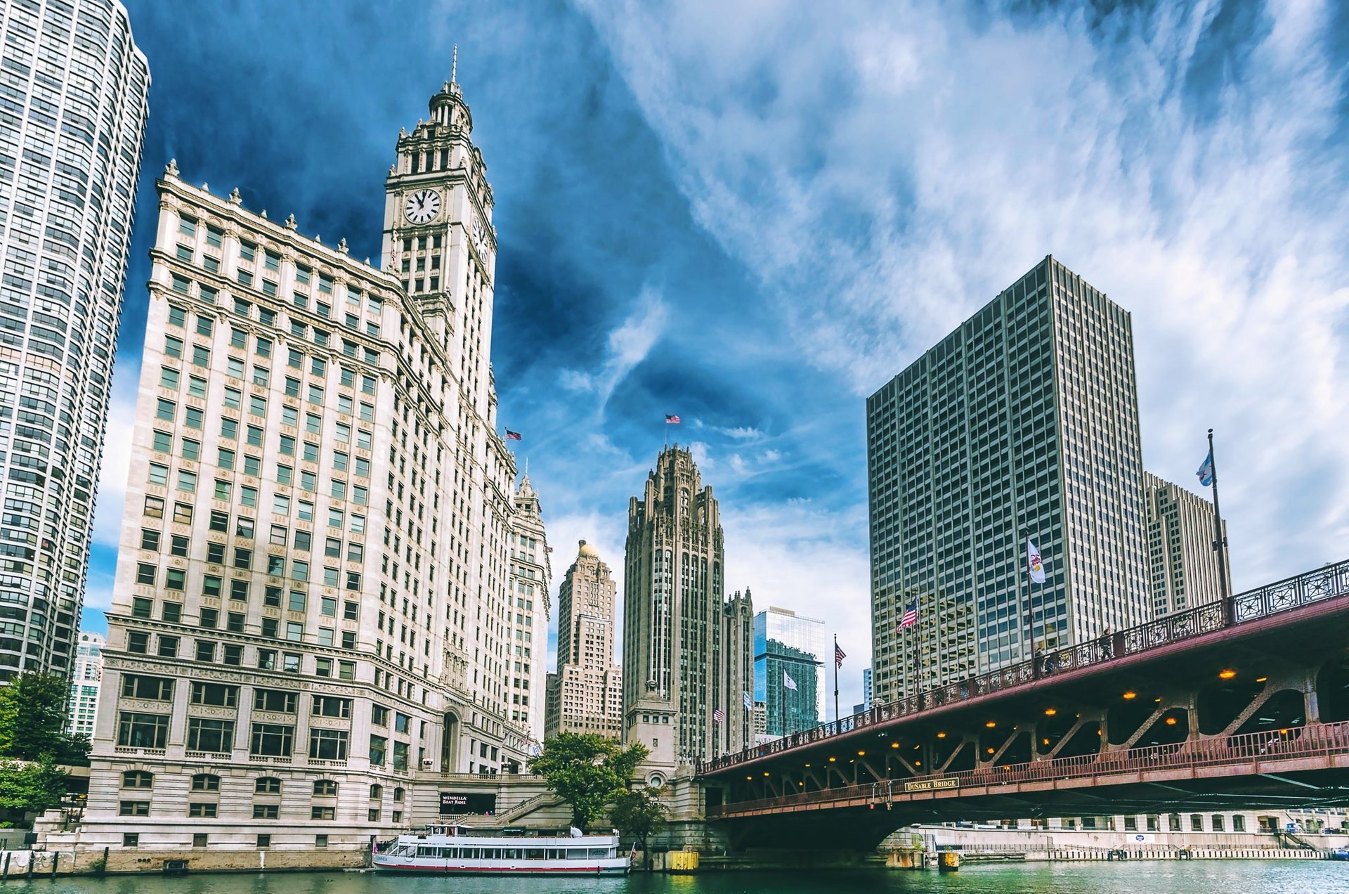 Download Sky Building River Bridge Illinois City Man Made Chicago 4k ...