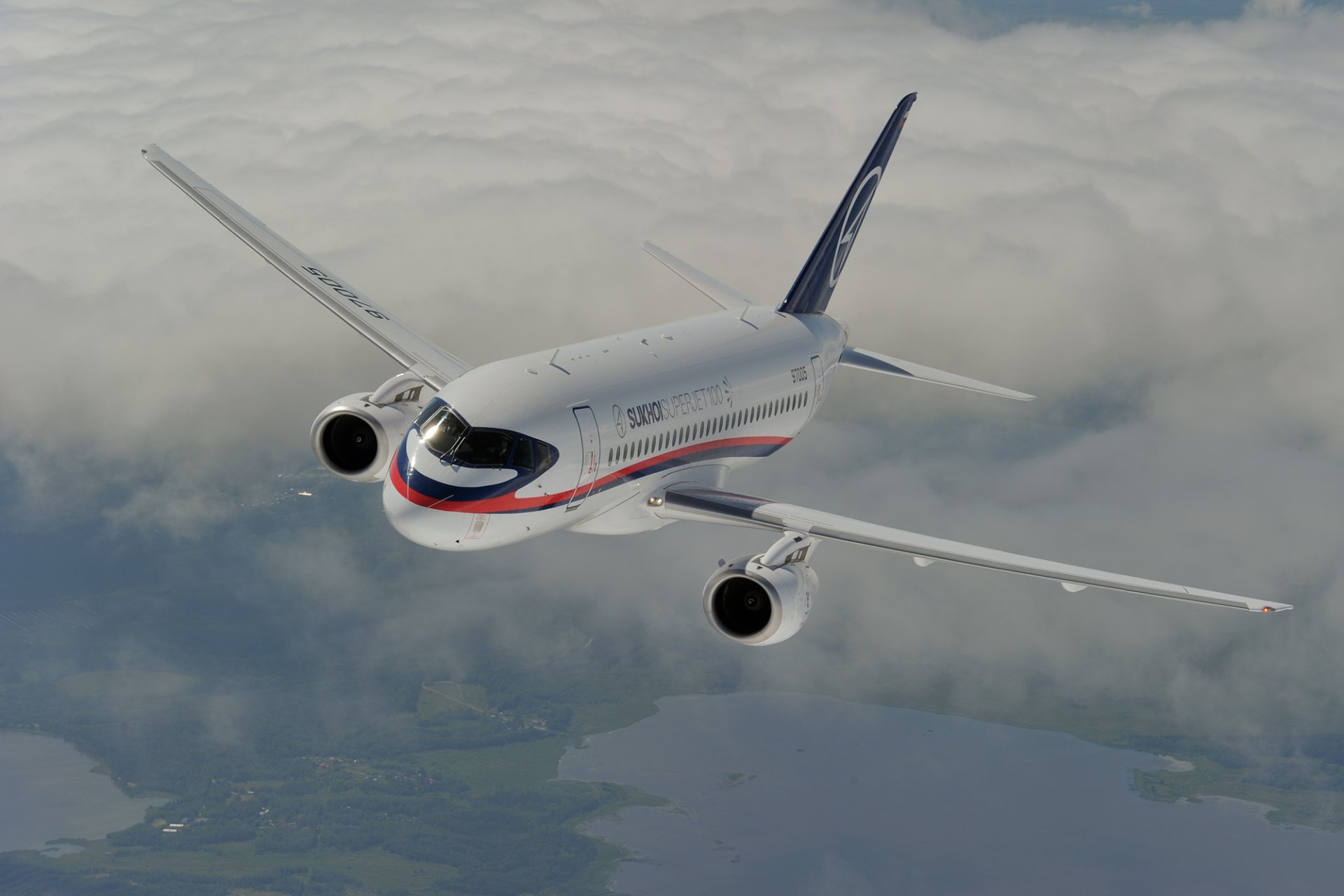 Download Cloud Flight Jet Airplane Vehicle Sukhoi SuperJet 100 HD Wallpaper