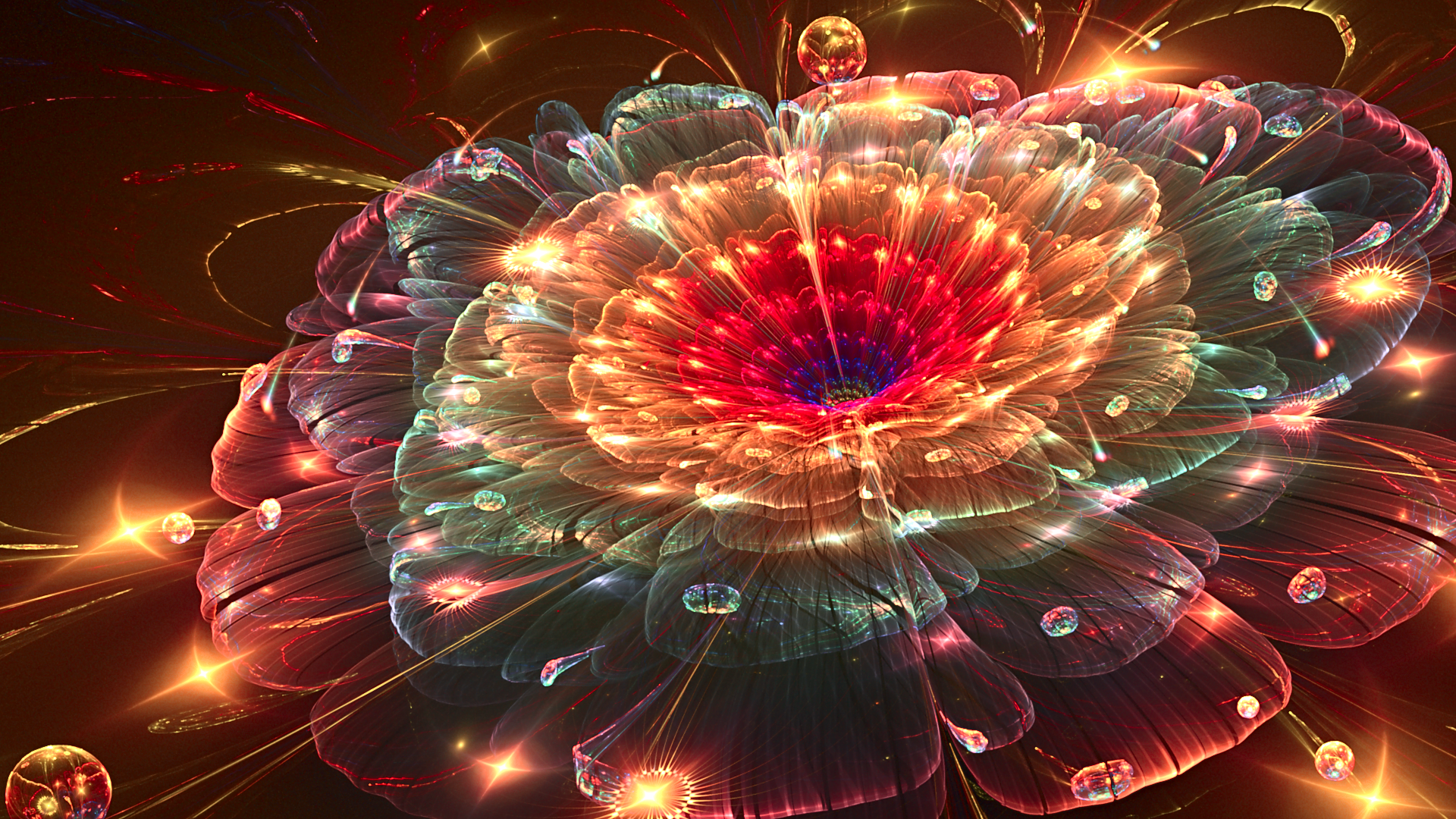 Fractal Flower HD Wallpaper: A Colorful Abstract Bloom by SallySlips