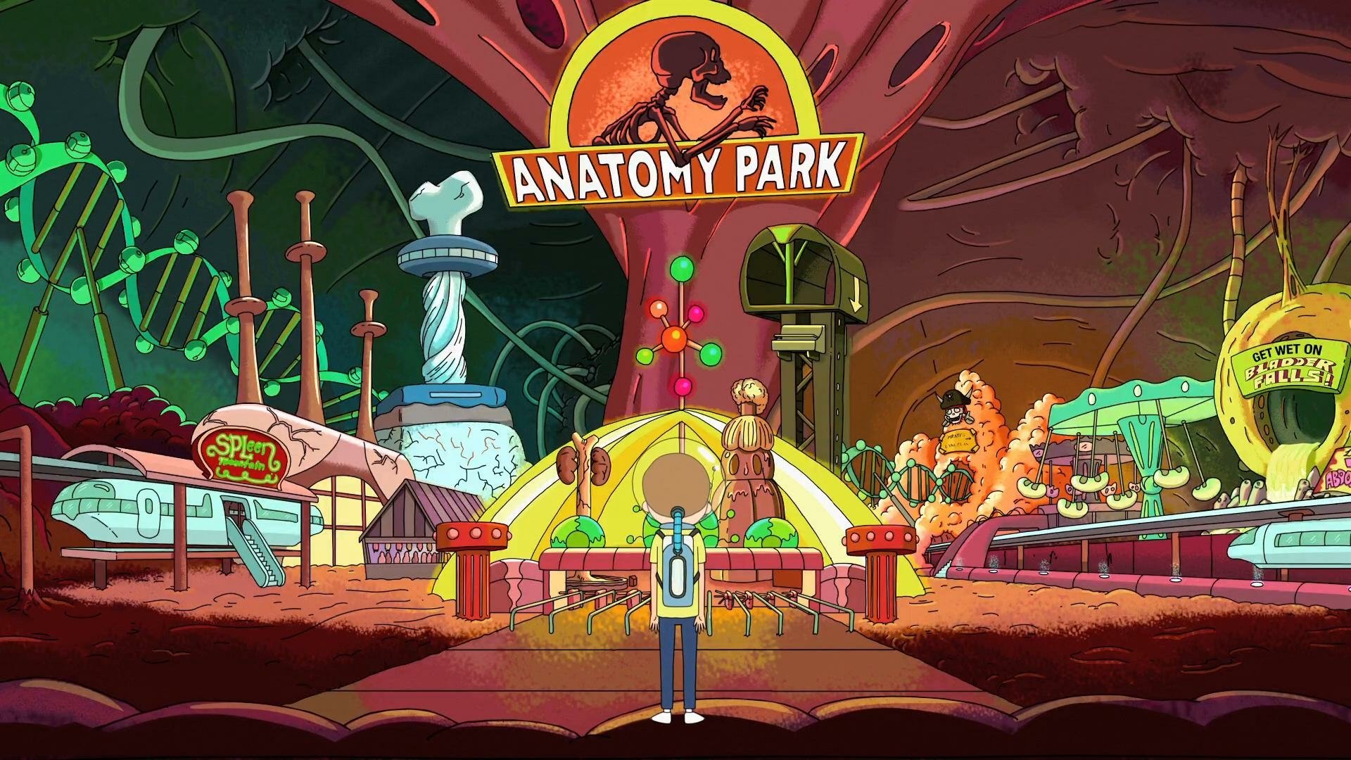 Rick and Morty’s Anatomy Park HD Wallpaper Featuring Morty Smith