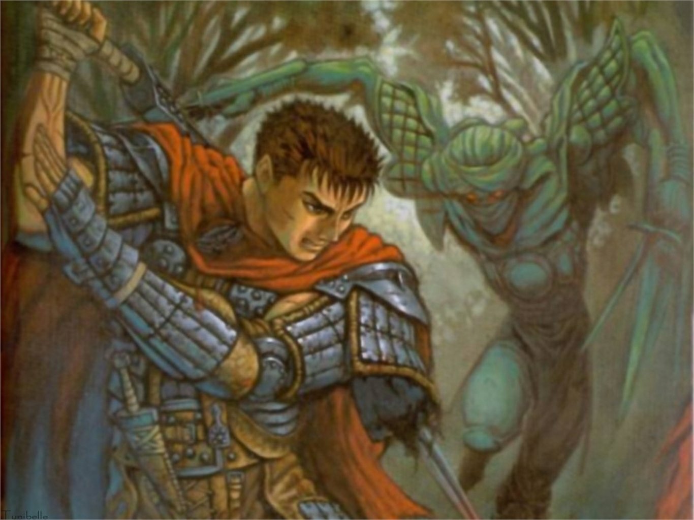 Epic Guts Battle - Berserk Anime HD Wallpaper | 1366x1024 | Wallpaper Abyss