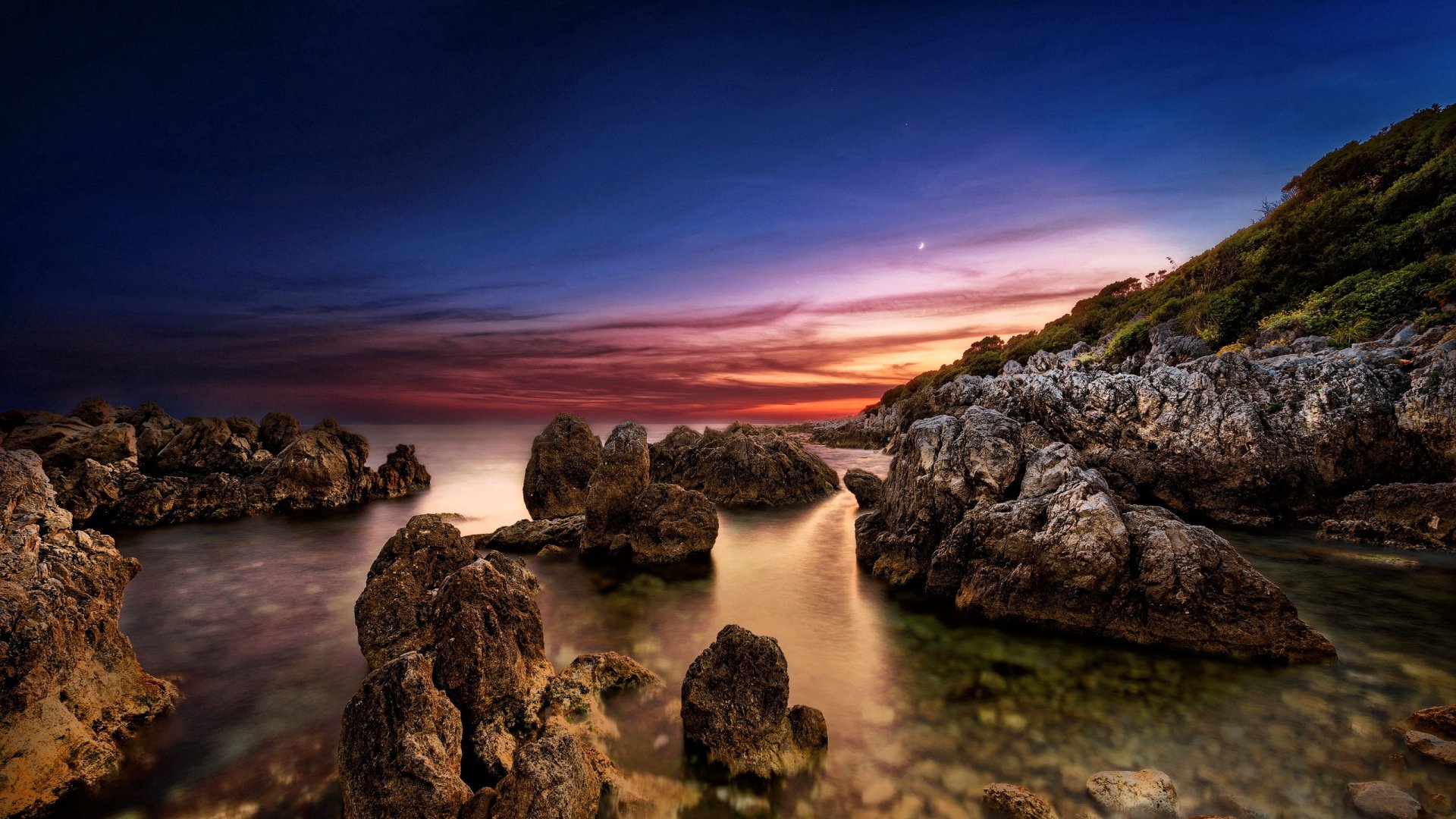 Serene Seashore: Stunning HD Nature Landscape at Dusk | 2560x1440 ...