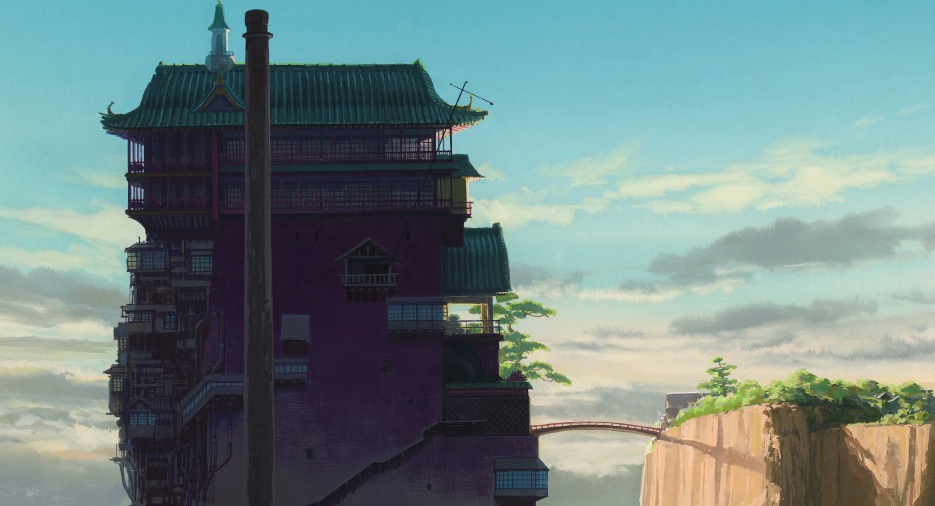 HD Anime Vision: Spirited Away's Enchanting Towerscape