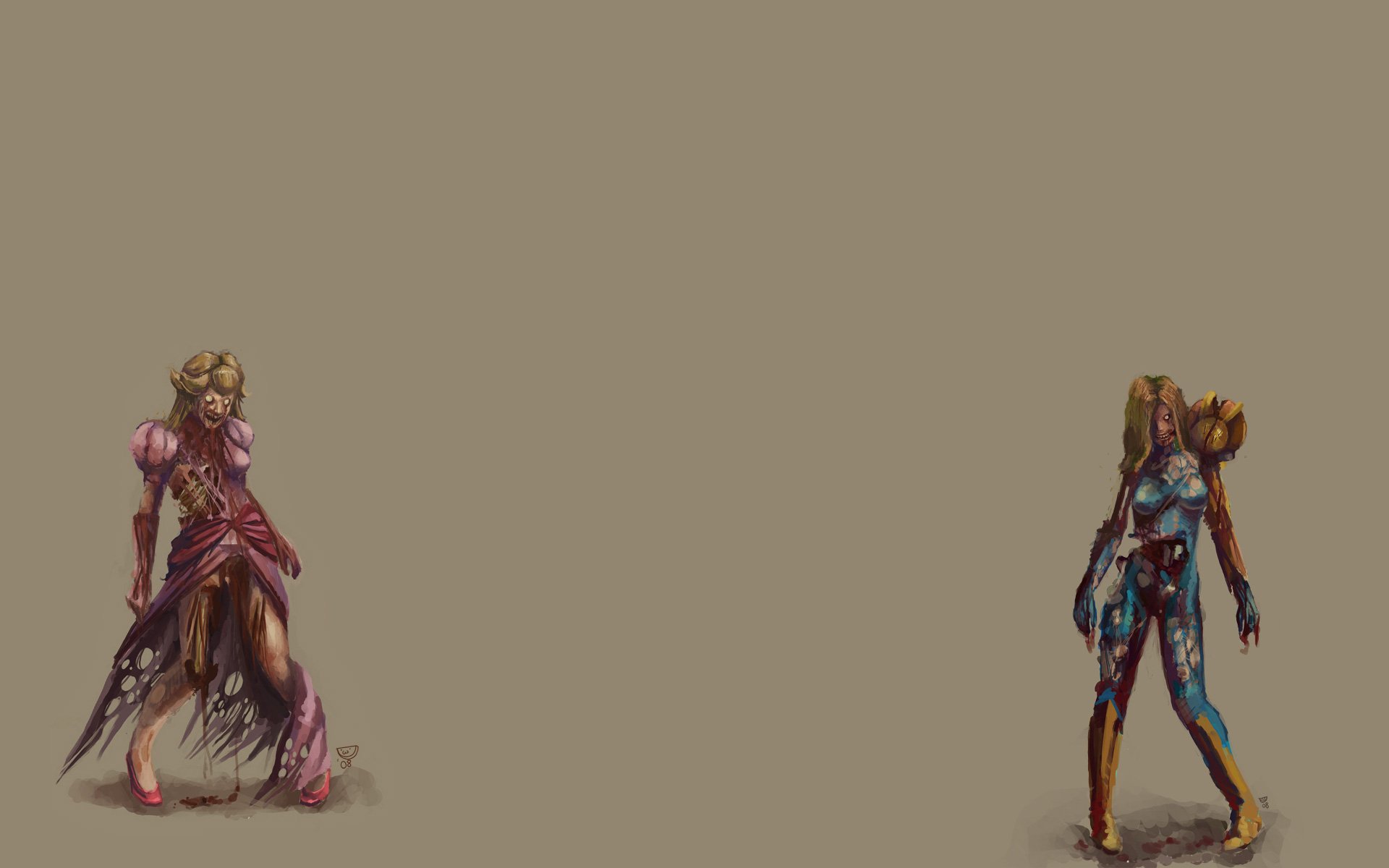Dark Metroid Wallpaper: Princess Peach Meets Zombie Form