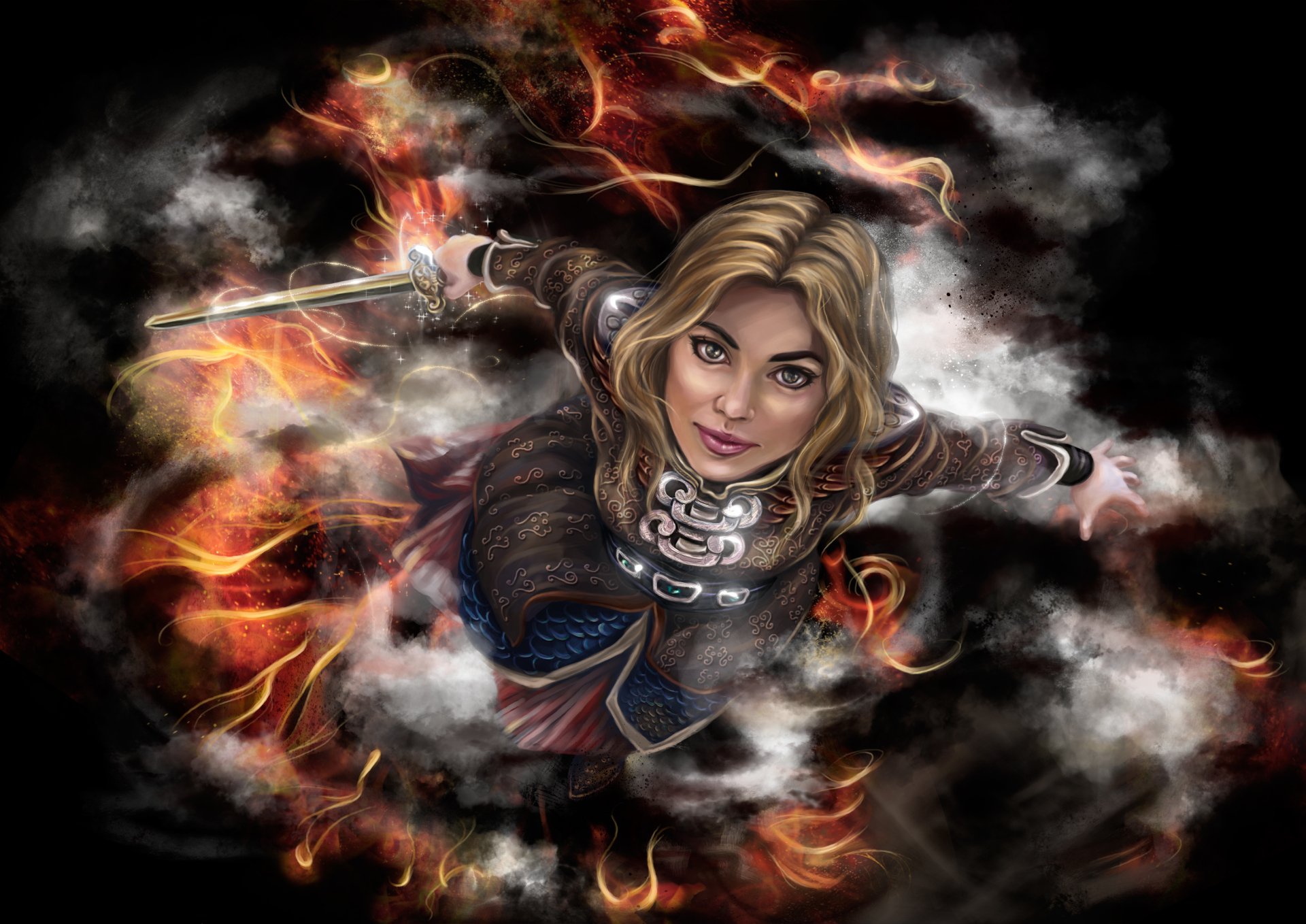 Fierce Fantasy Swordwoman HD Warrior Wallpaper by SerWetka | 2953x2088 ...