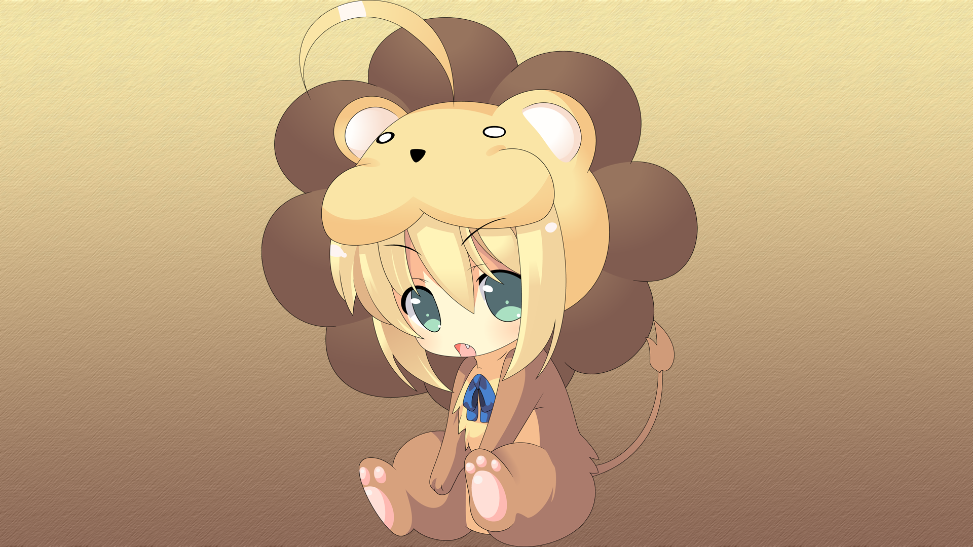 Chibi Saber Lily HD Wallpaper: Cute Anime in a Lion Costume