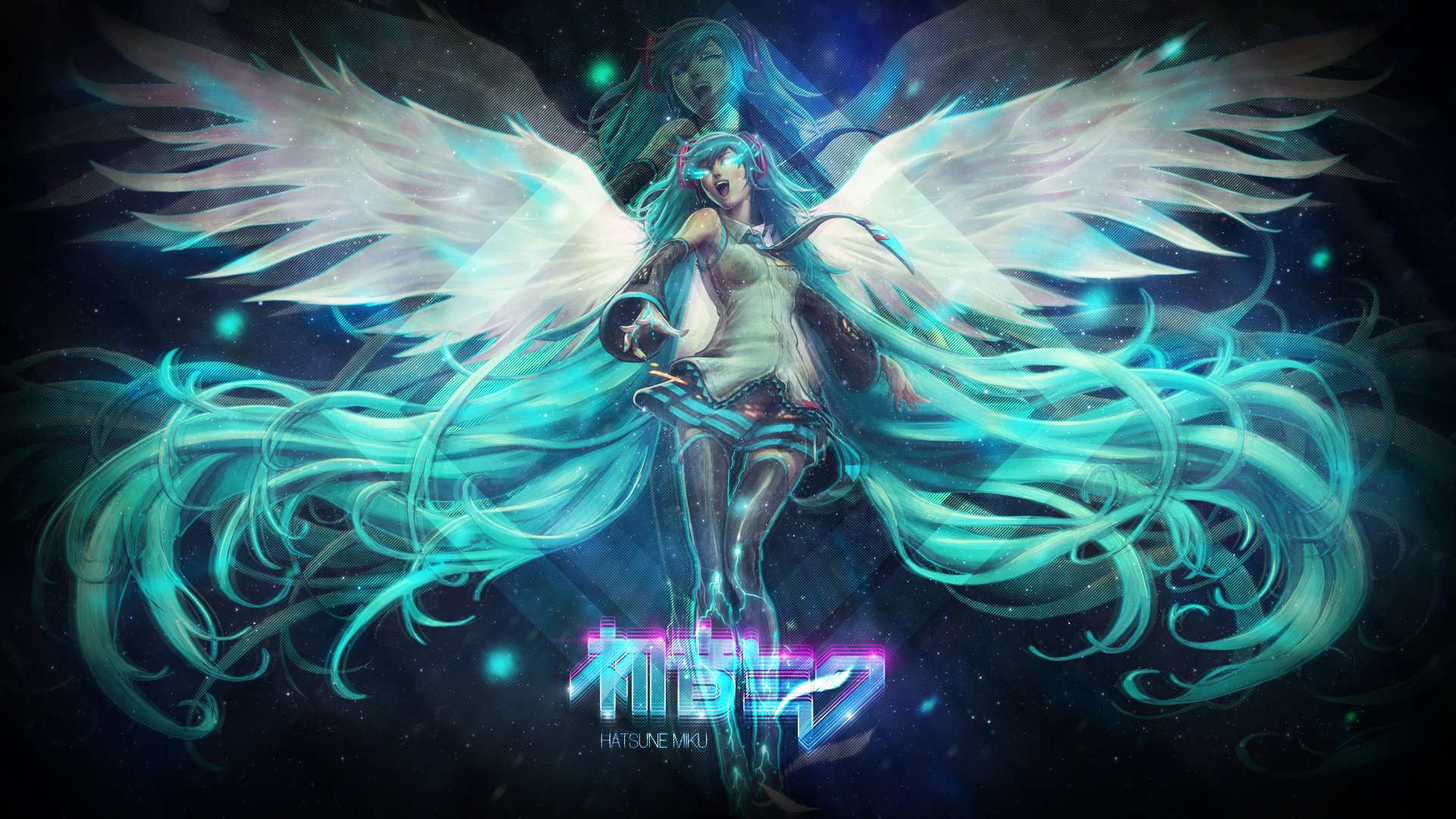 Hatsune Miku HD Wallpaper: Angelic Blue Hair and Wings | 1920x1080 ...