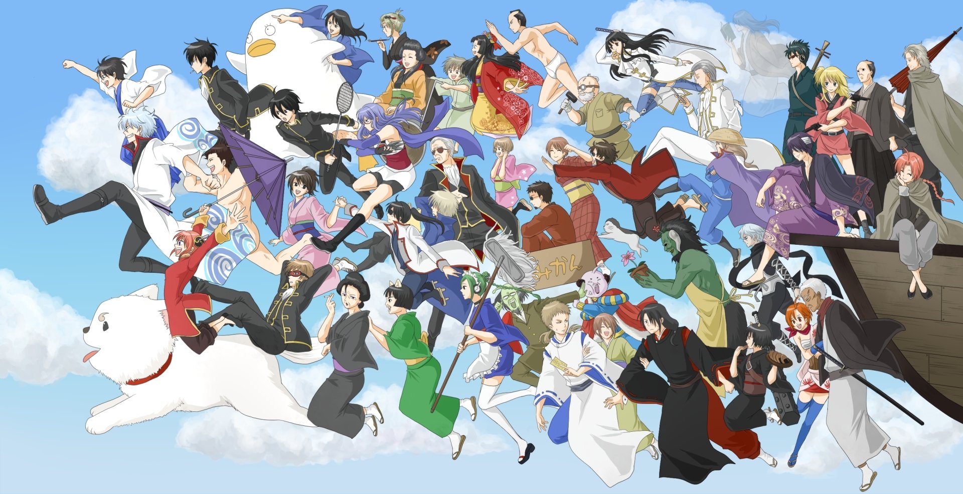 Gintama HD Wallpaper - Dynamic Anime Cast Ensemble