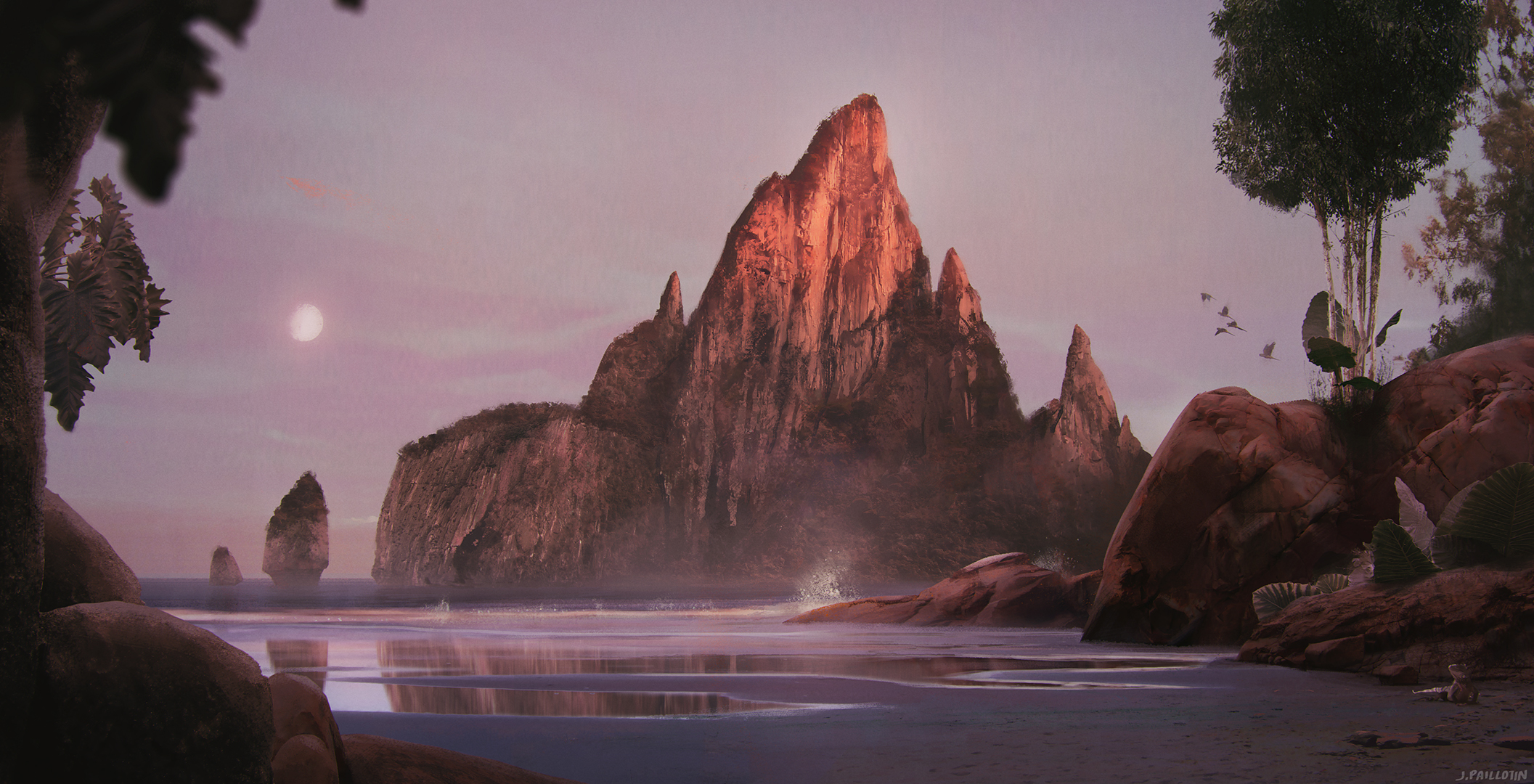 Download Sand Ocean Lizard Cliff Beach Fantasy Landscape Fantasy ...