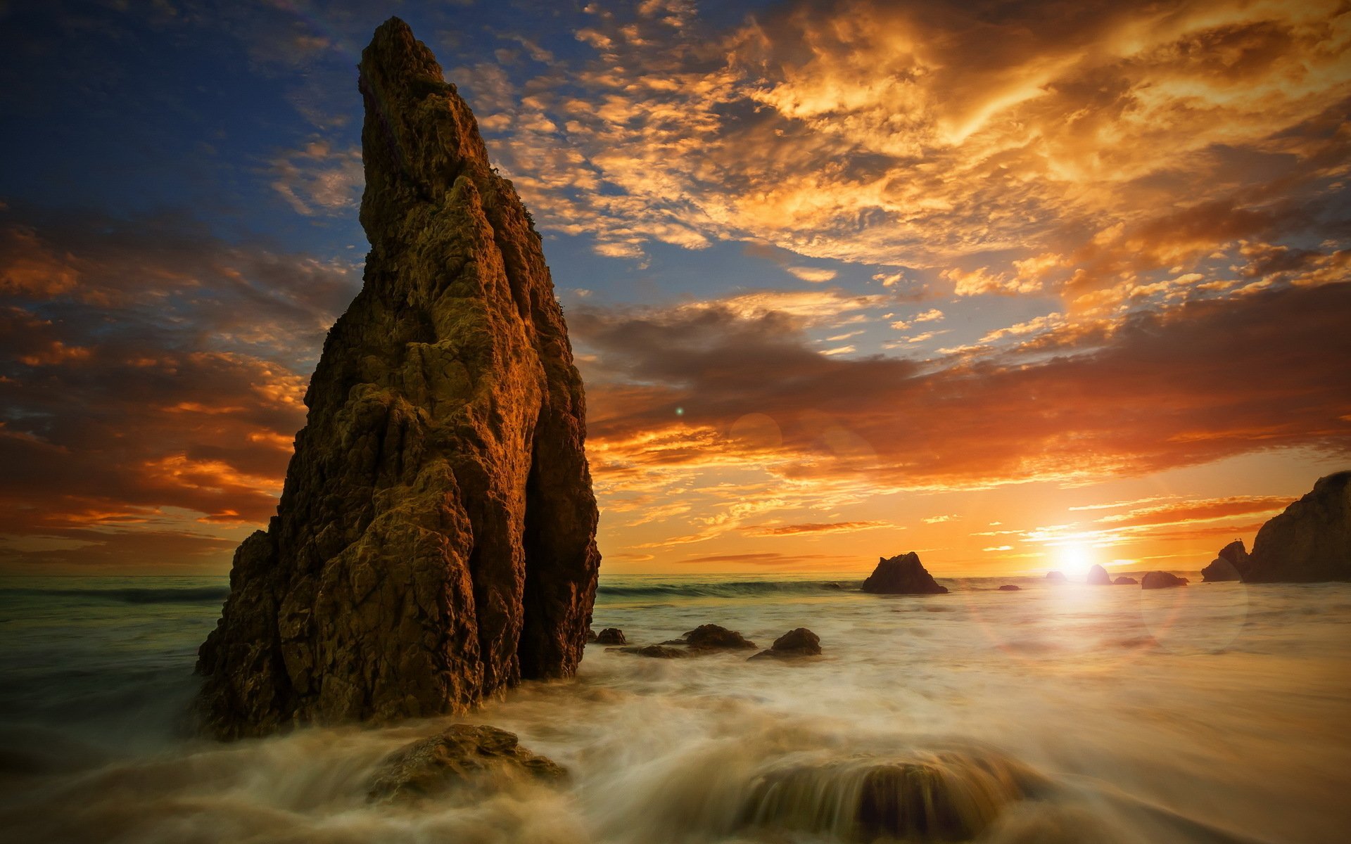 Serene Sunset over Ocean Cliffs - HD Wallpaper | 1920x1200 | Wallpaper ...