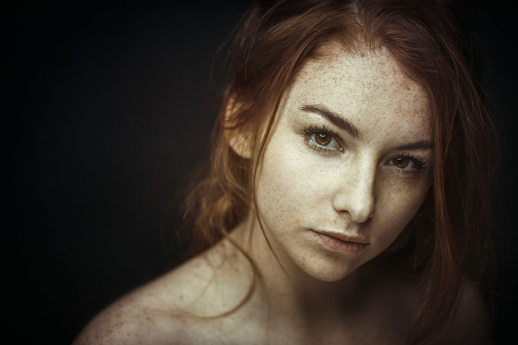 **Freckled Redhead: Captivating HD Wallpaper of a Model** by PortraitsBySam