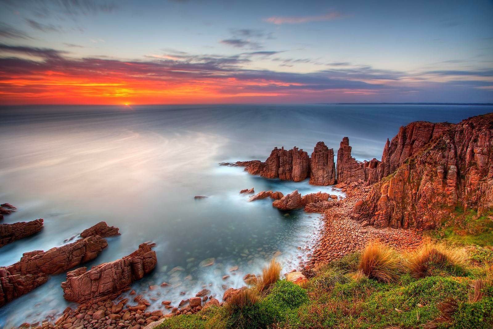 Australian Coastal Horizon: Sunset Sky Over Ocean — HD Nature Wallpaper ...