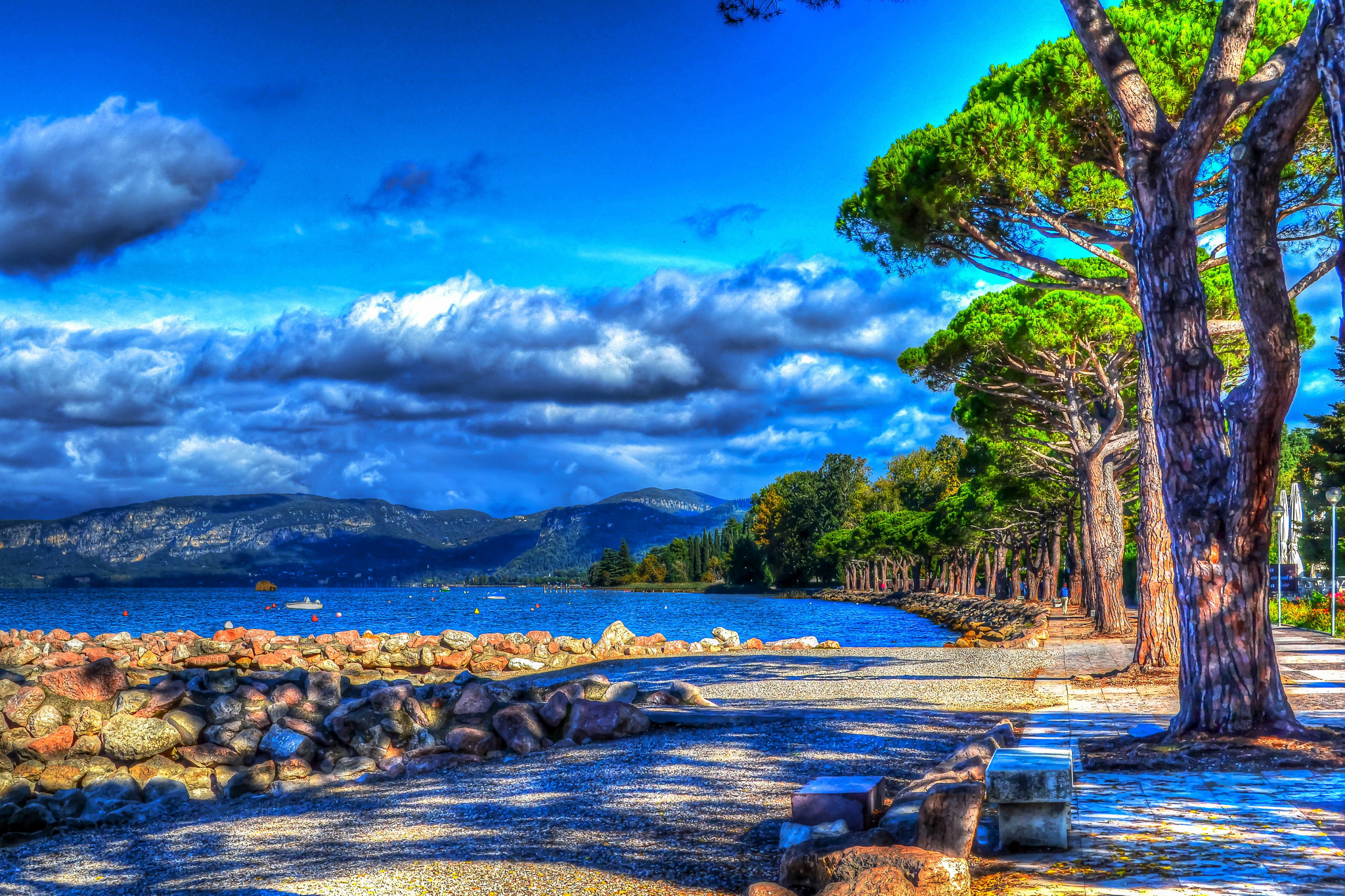 Download Cloud Tree Blue Coastline Coast Earth Photography HDR HD Wallpaper
