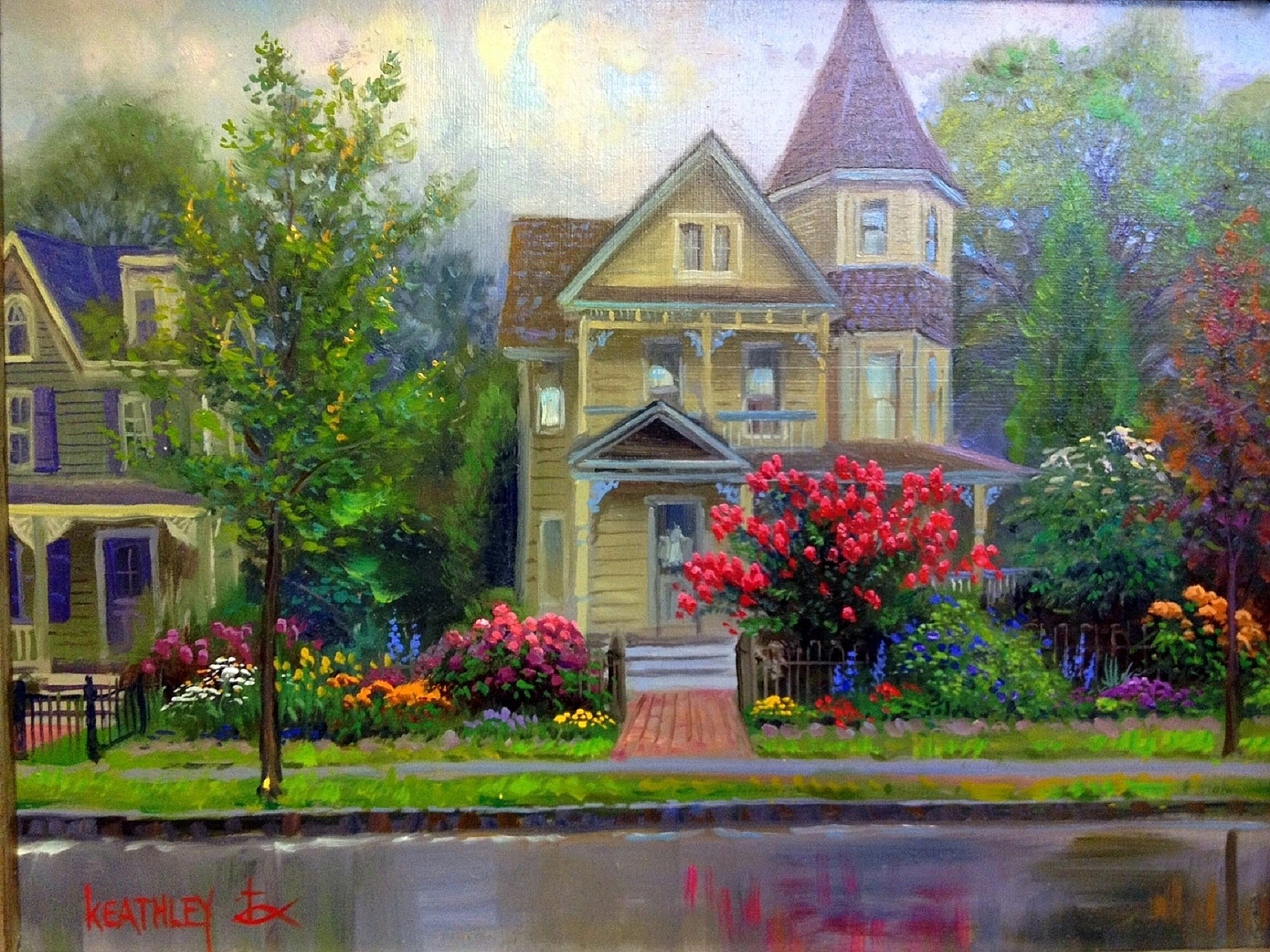 Springtime Colors: Artistic Street House HD Wallpaper by Keathley