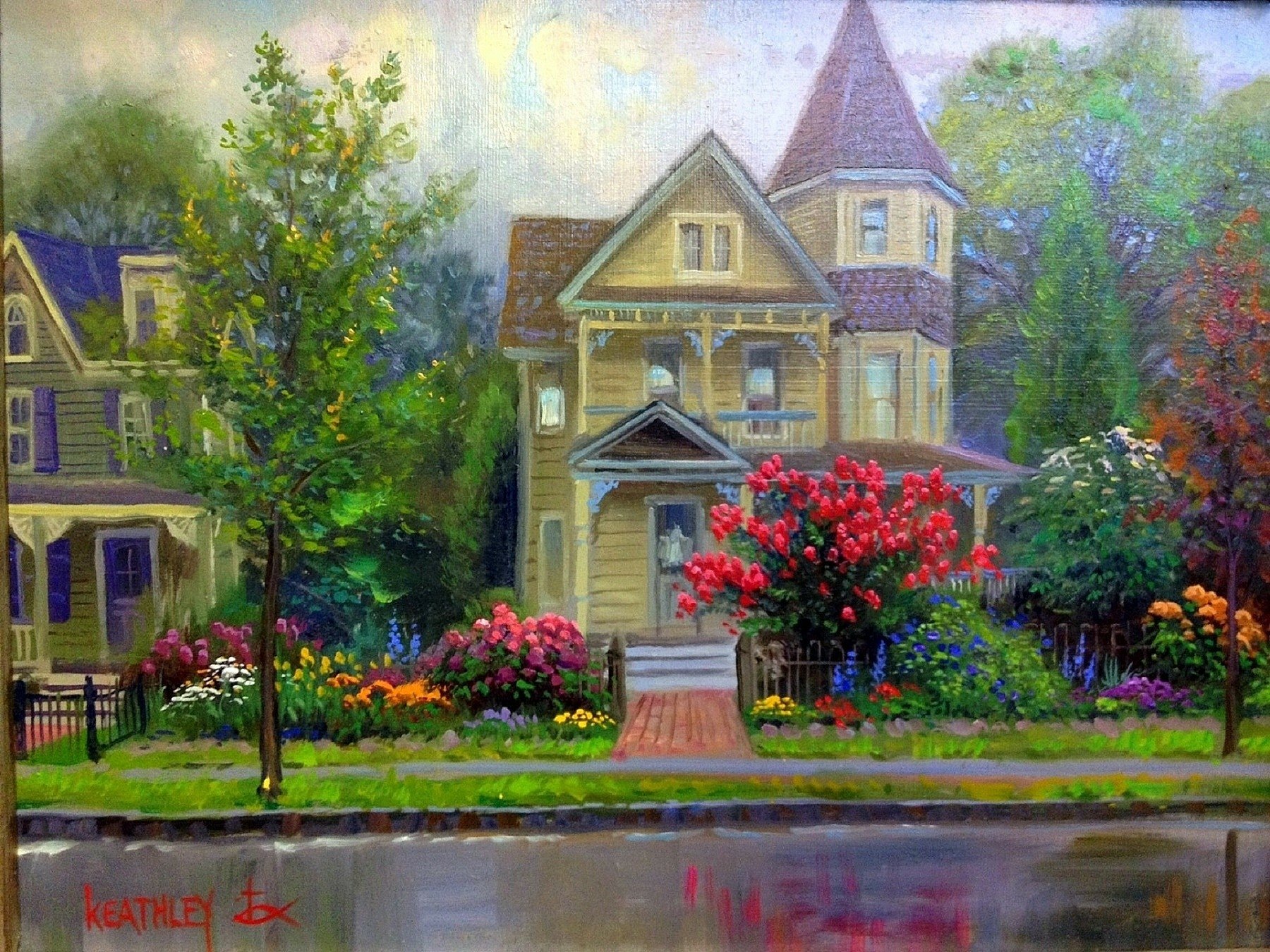 Springtime Colors: Artistic Street House HD Wallpaper by Keathley