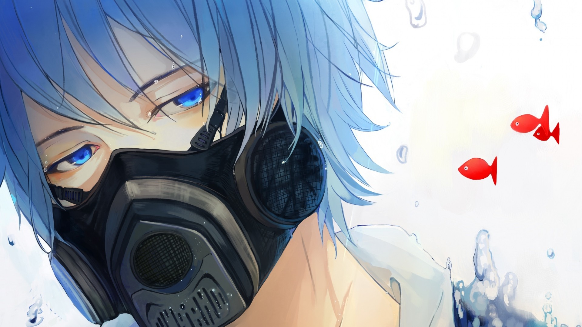 Download Kaito (Vocaloid) Gas Mask Blue Eyes Anime Vocaloid HD Wallpaper