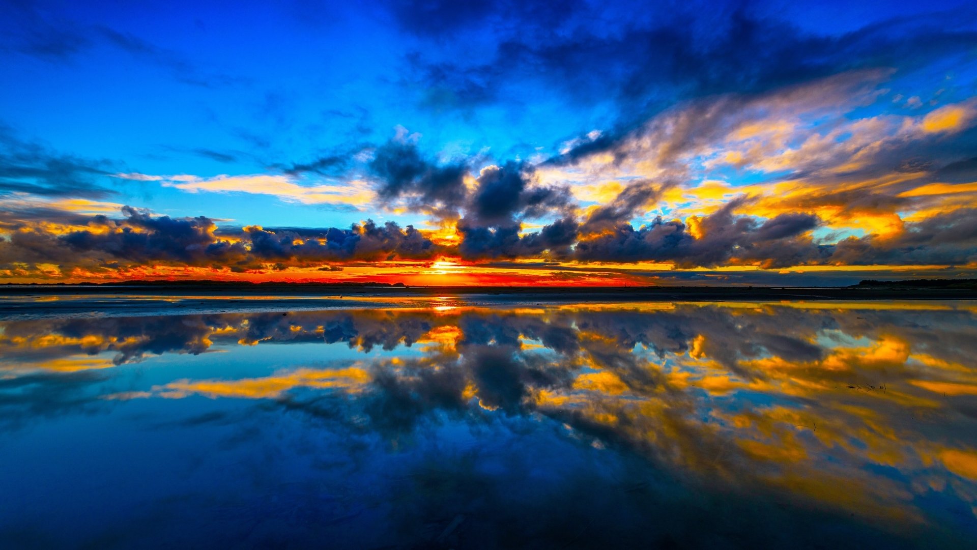 Download Reflection Sea Ocean Cloud Sky Nature Sunset HD Wallpaper