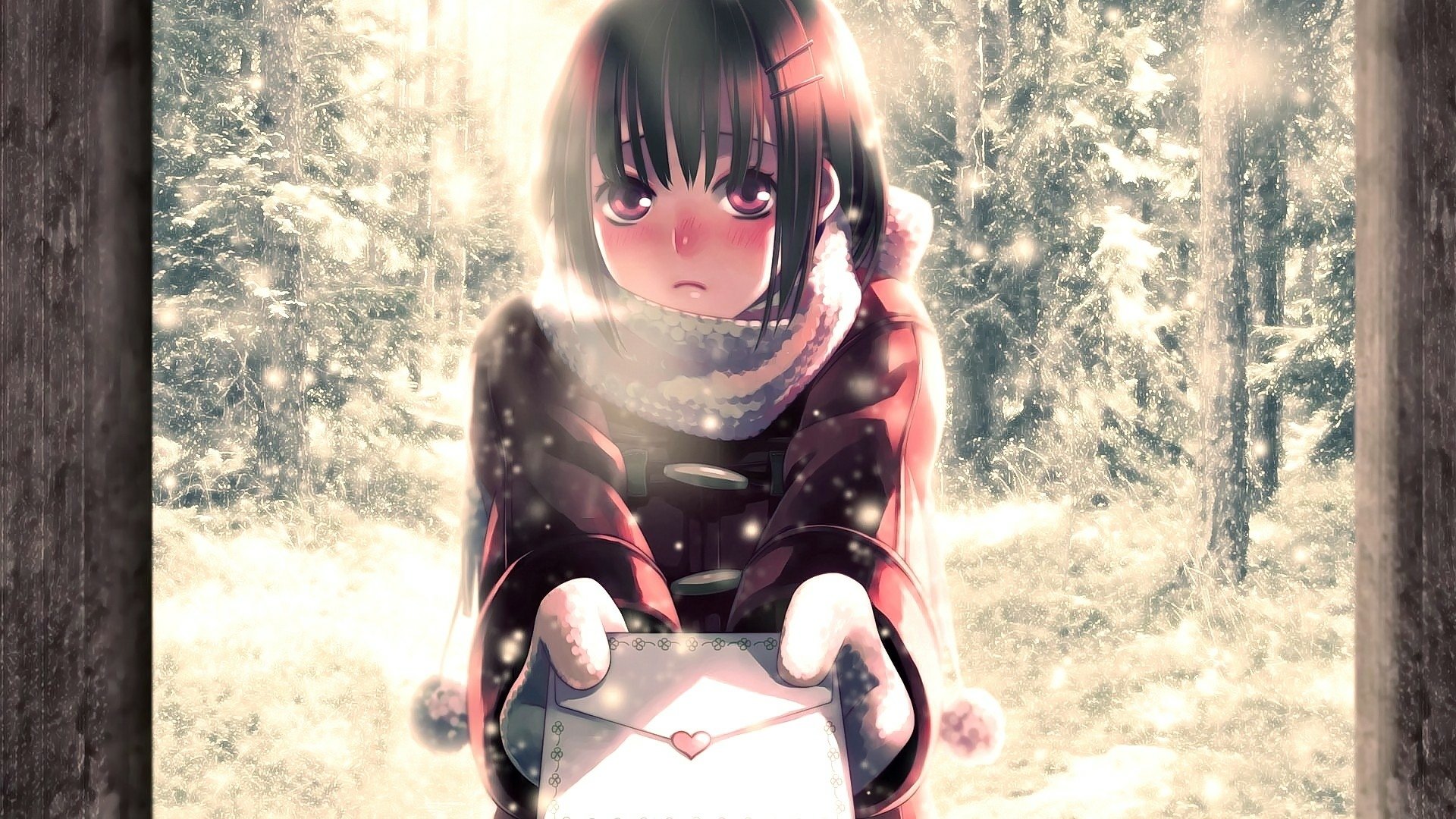 Snowy Anime Girl HD Wallpaper: A Winter's Embrace | 1920x1080 ...