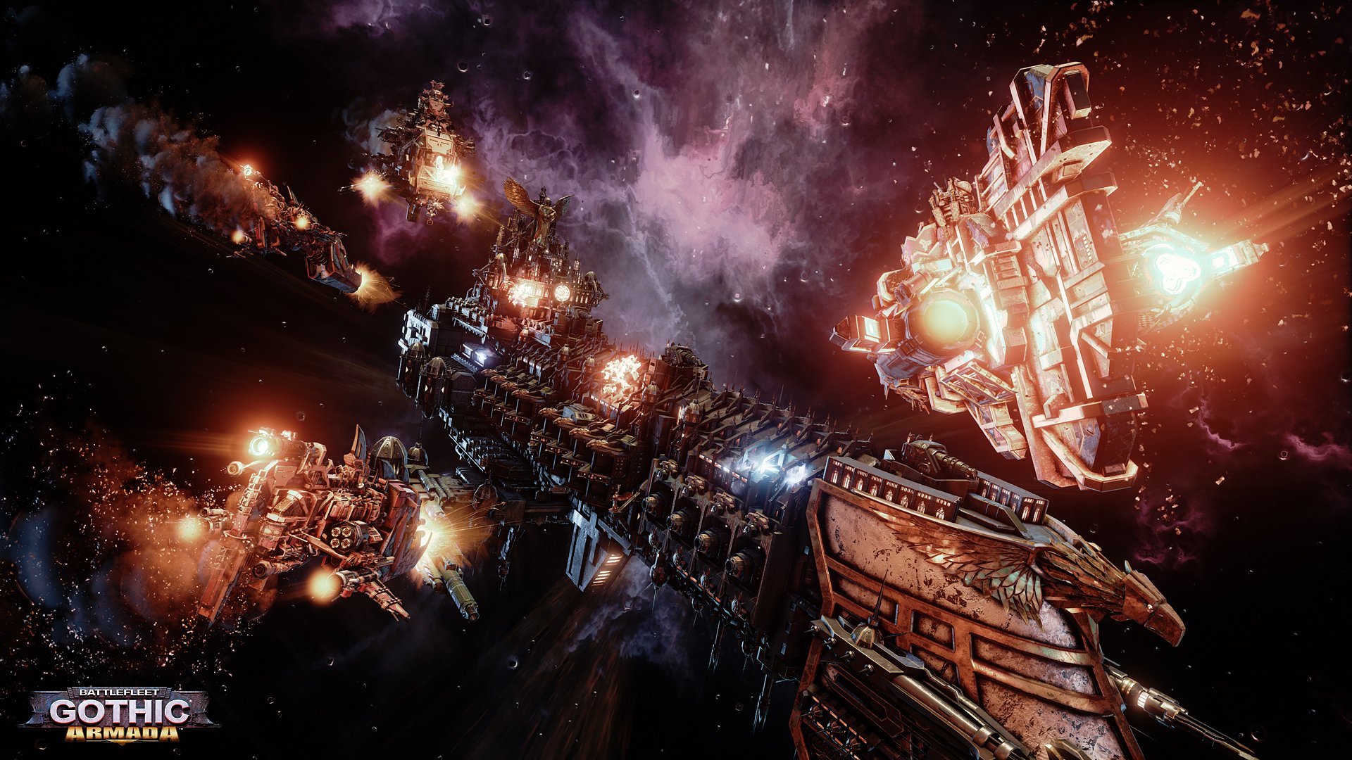 Warhammer 40K Battlefleet Gothic Armada Space Battle HD Wallpaper