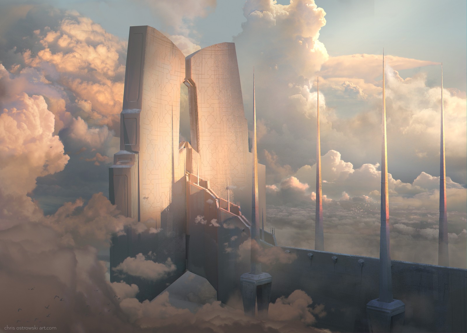 Futuristic Cloud City: HD Wallpaper of Sci-Fi Architecture by Chris ...