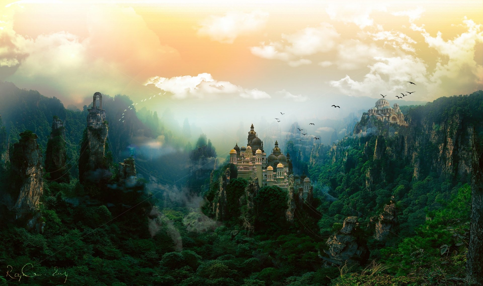 Enchanted Fantasy Castle HD Wallpaper: A Mystical Realm in Sunlit ...