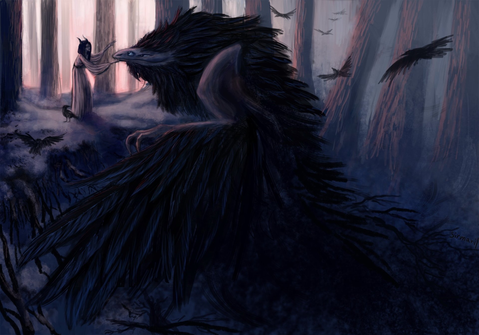 Download Bird Evil Scary Blue Dark Fantasy Demon HD Wallpaper