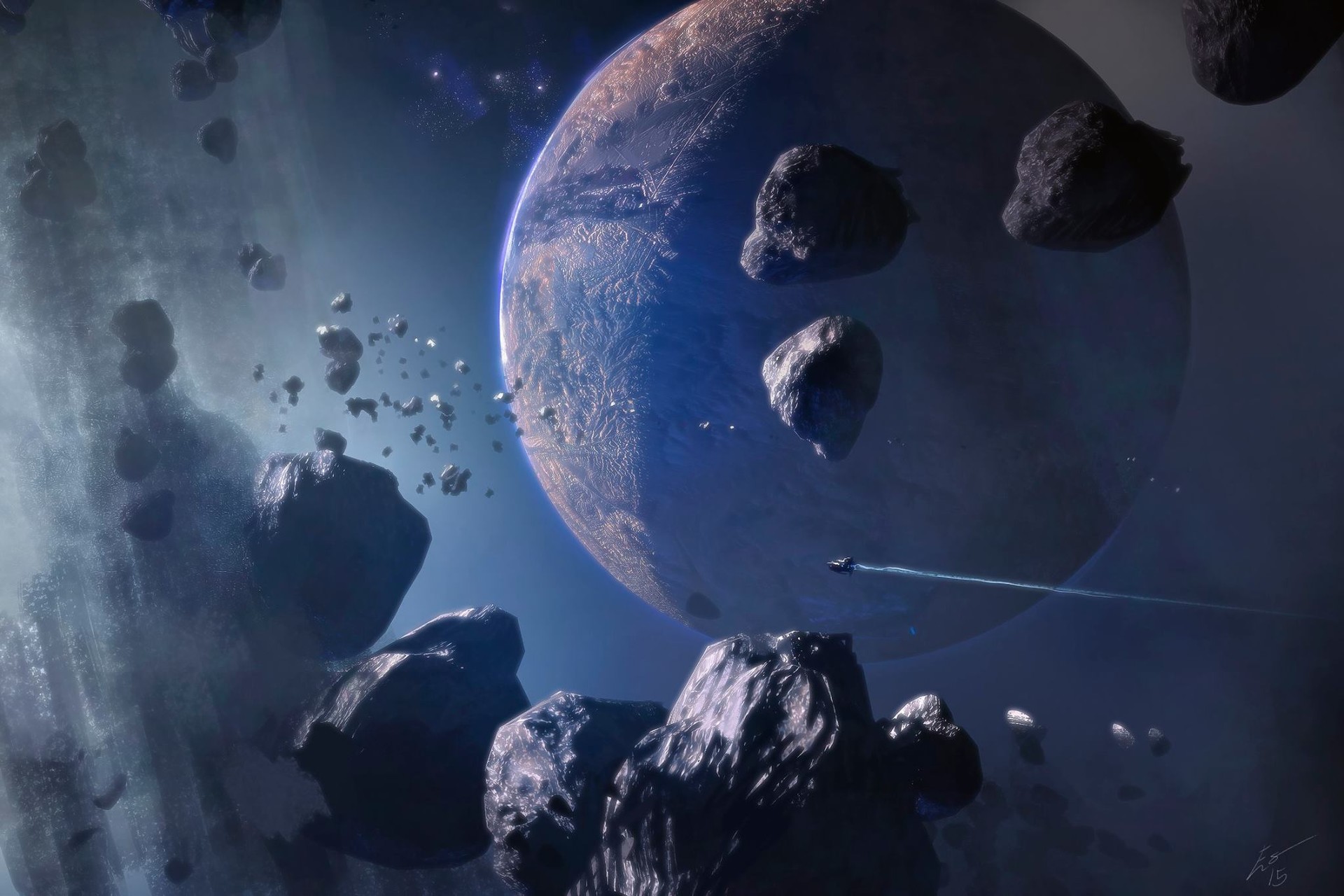 Download Asteroid Spaceship Space Sci Fi Planet HD Wallpaper by Espen ...