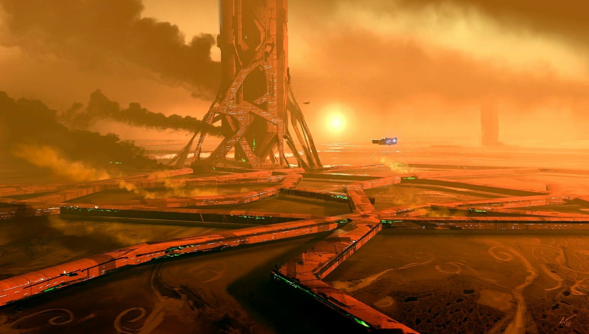 Vibrant Sci-Fi Desert Landscape: HD Wallpaper of Orange Horizons by ...