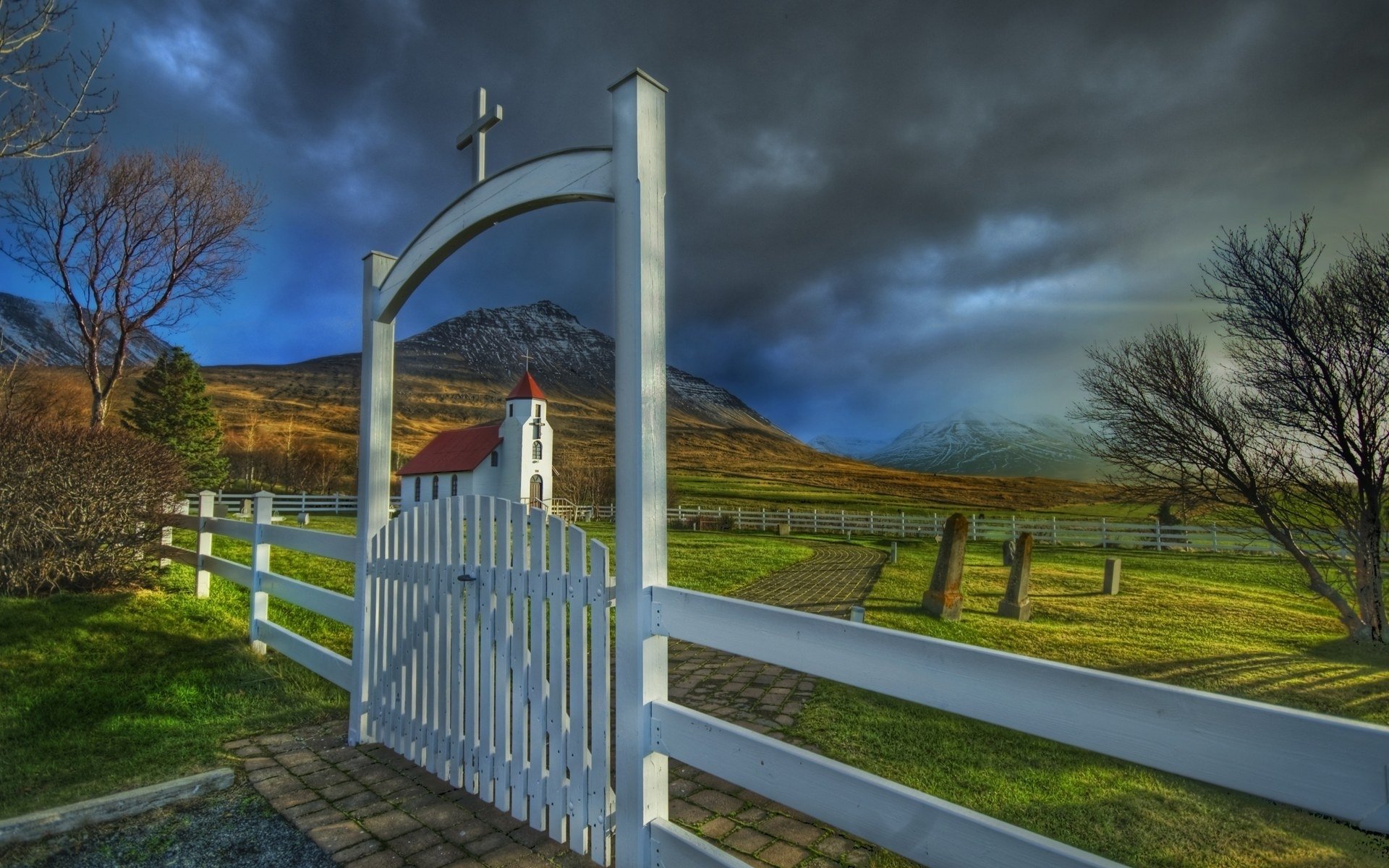 Download Country Religious Church Gate HD Wallpaper