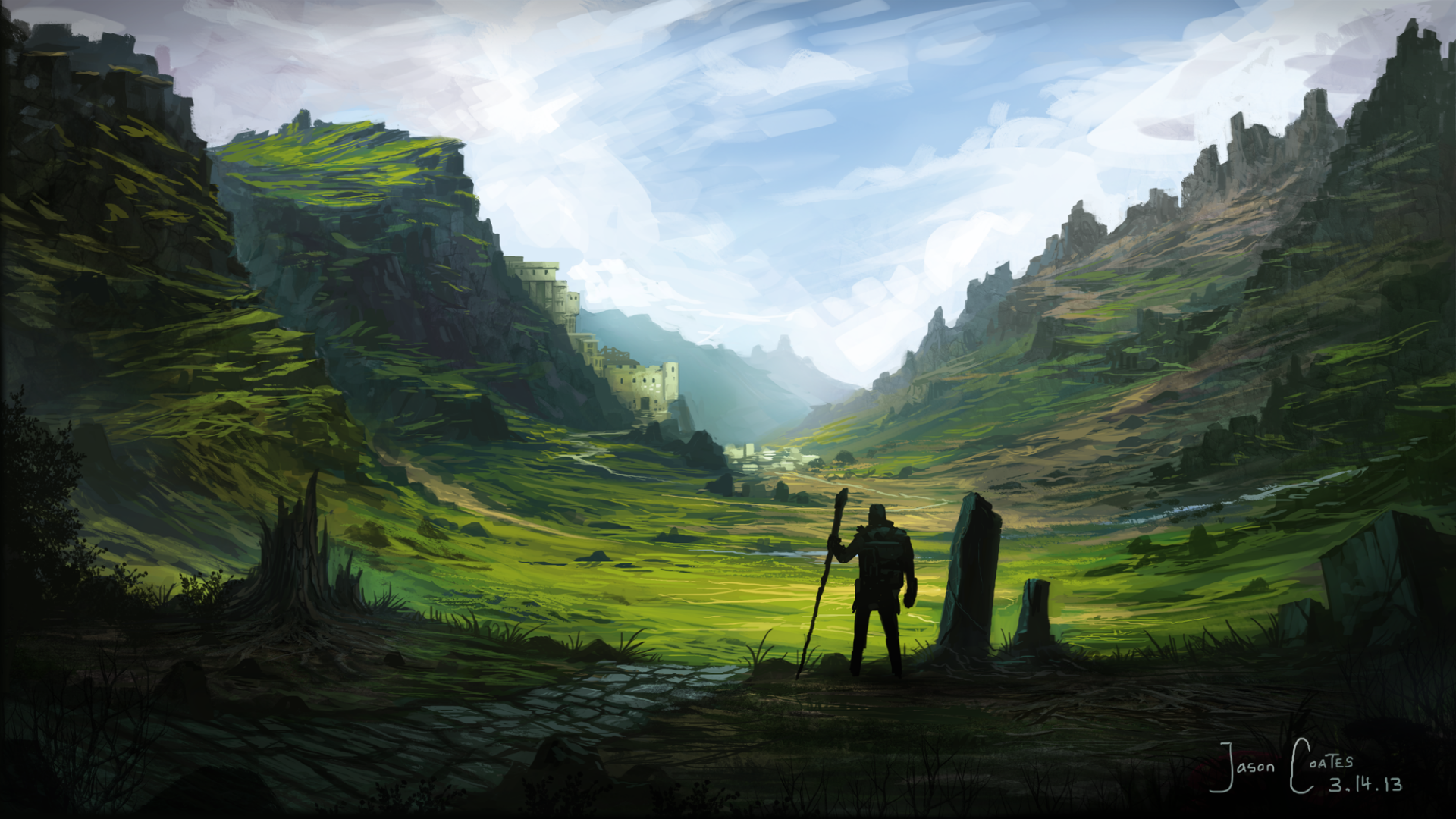 Download Mountain Field Fantasy Landscape Fantasy Landscape HD ...