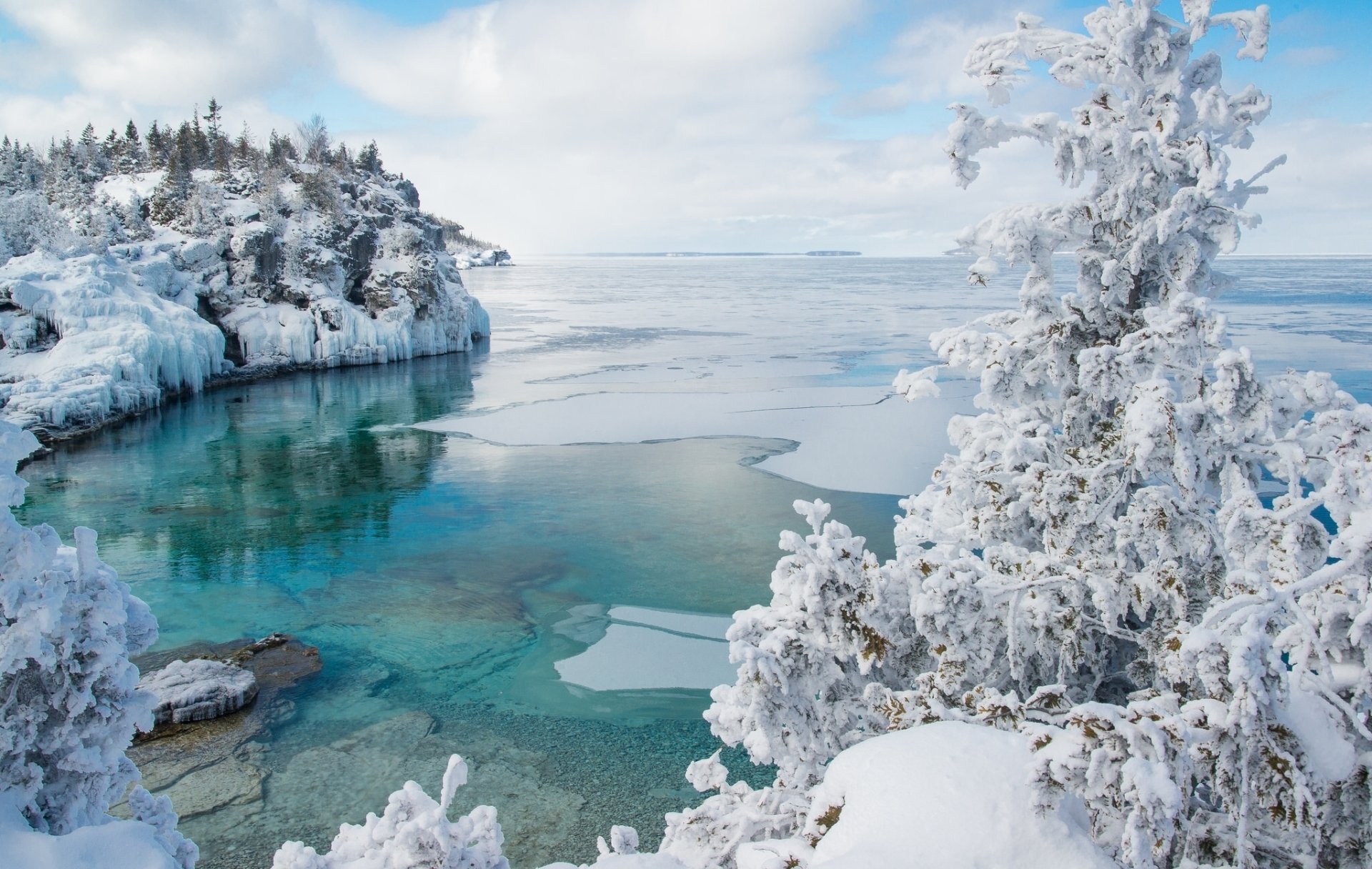 Download Horizon Ice Snow Winter Nature Ocean HD Wallpaper