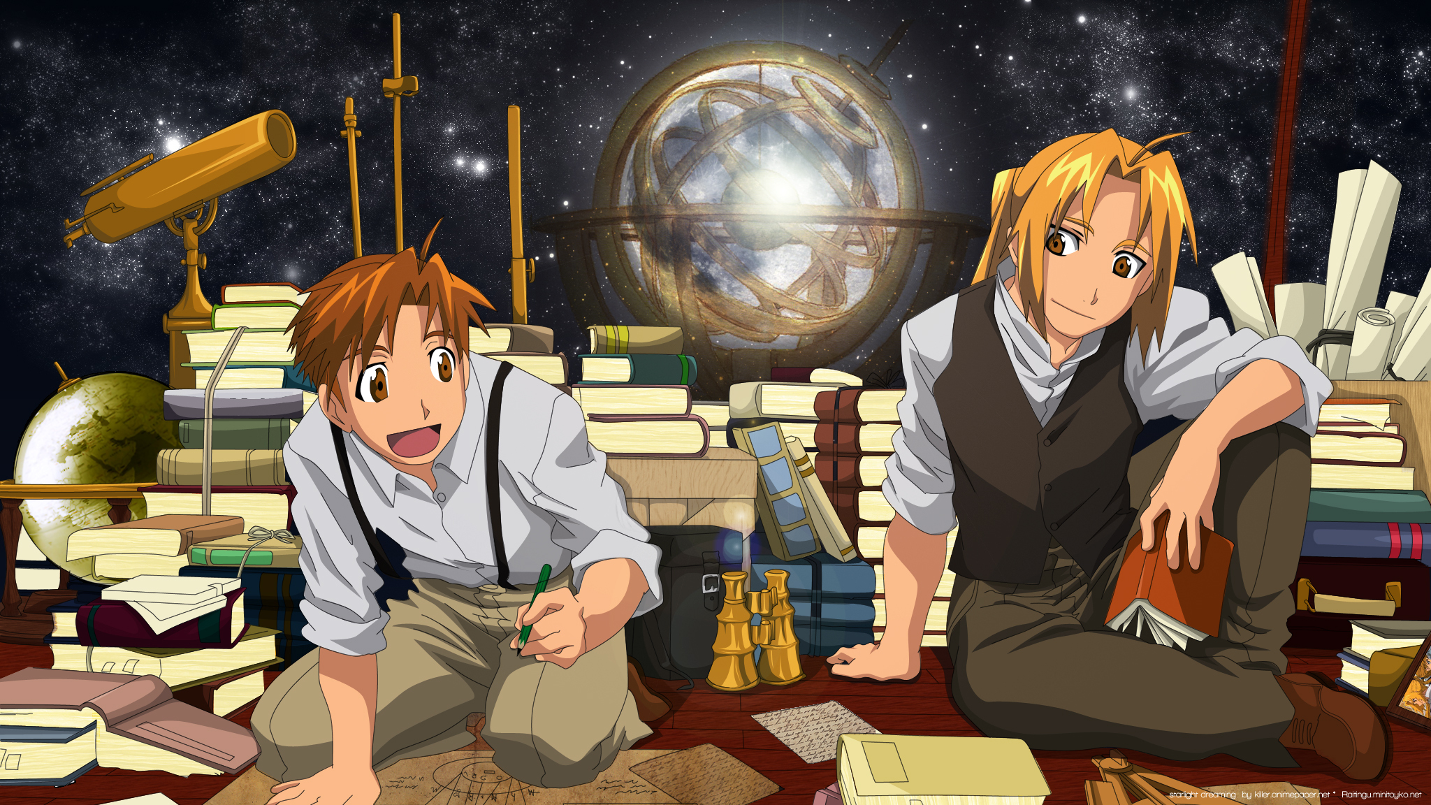 Fullmetal Alchemist HD: Edward & Alphonse Elric in Epic Anime Study Scene