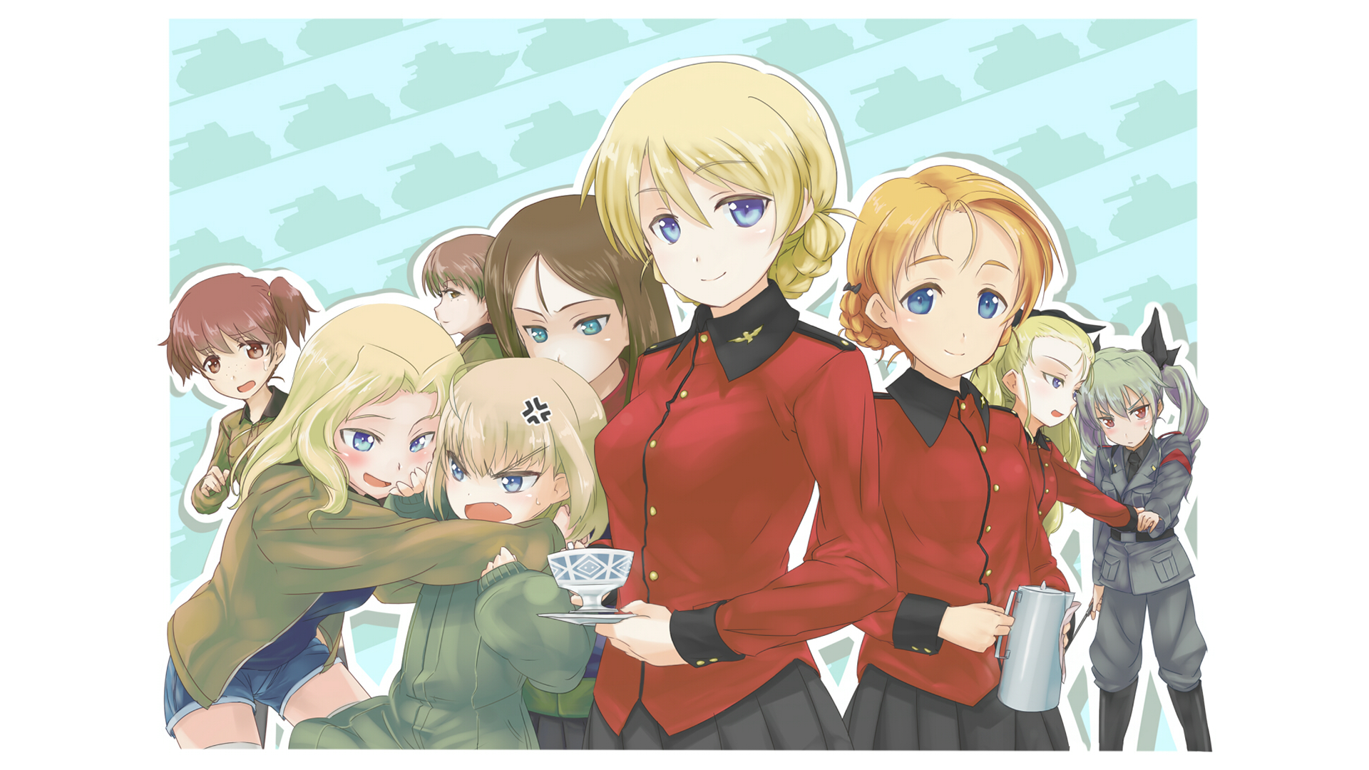 Girls und Panzer HD Wallpaper: Anime Tank Squad in Action