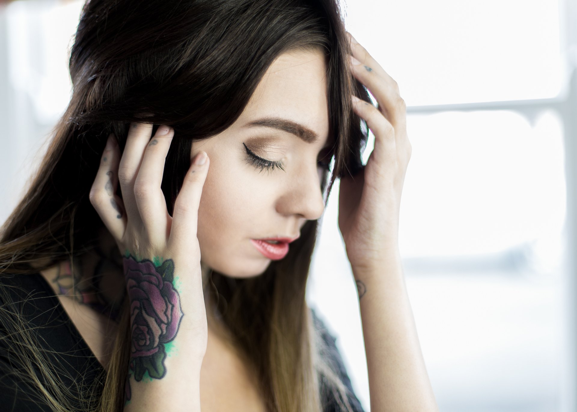 Women Face HD Wallpaper by Kyron Bennett