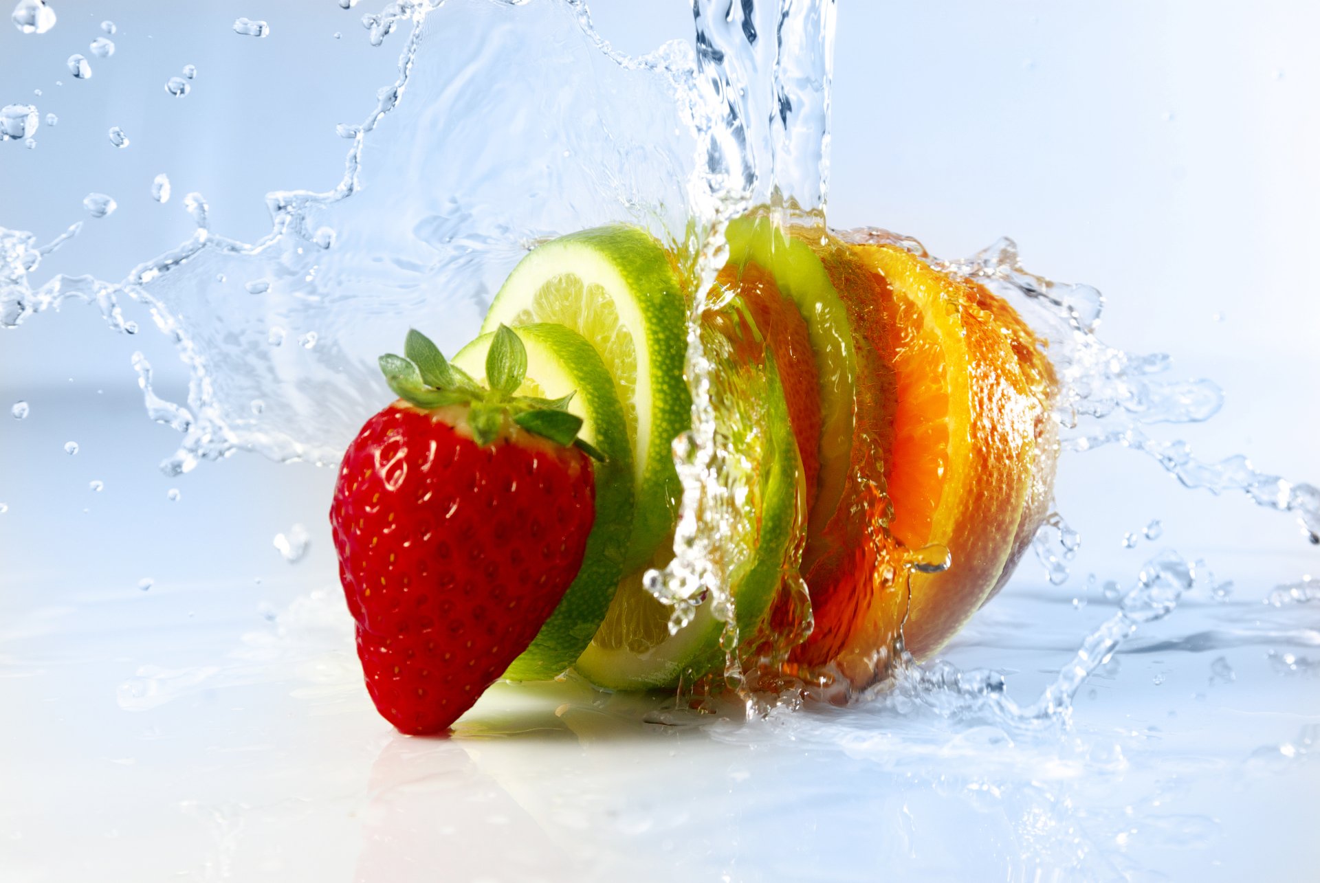 Citrus Splash Symphony: Ultra HD Strawberry, Lime & Orange Refreshment