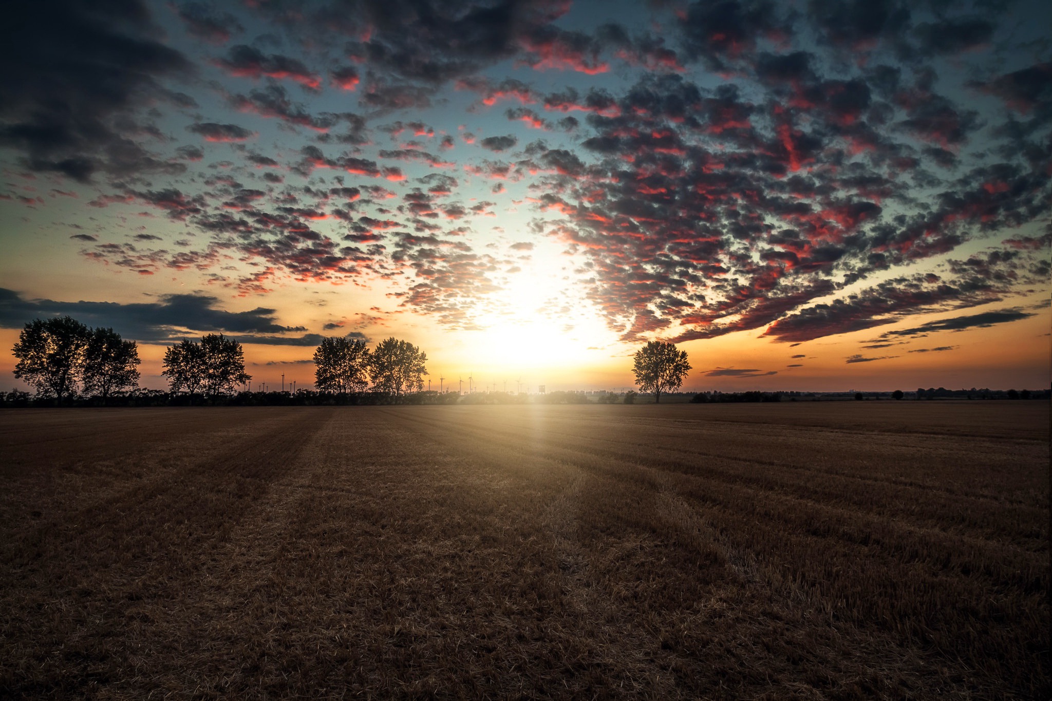 Download Field Cloud Sky Landscape Nature Sunbeam HD Wallpaper