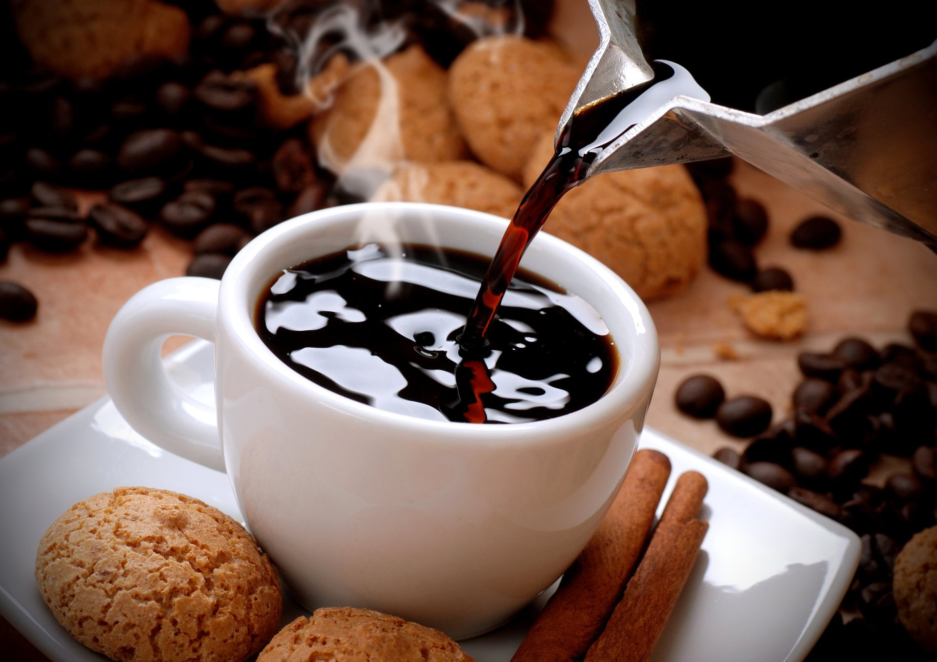 Aromatic Coffee & Cinnamon Biscuits Delight – HD Wallpaper